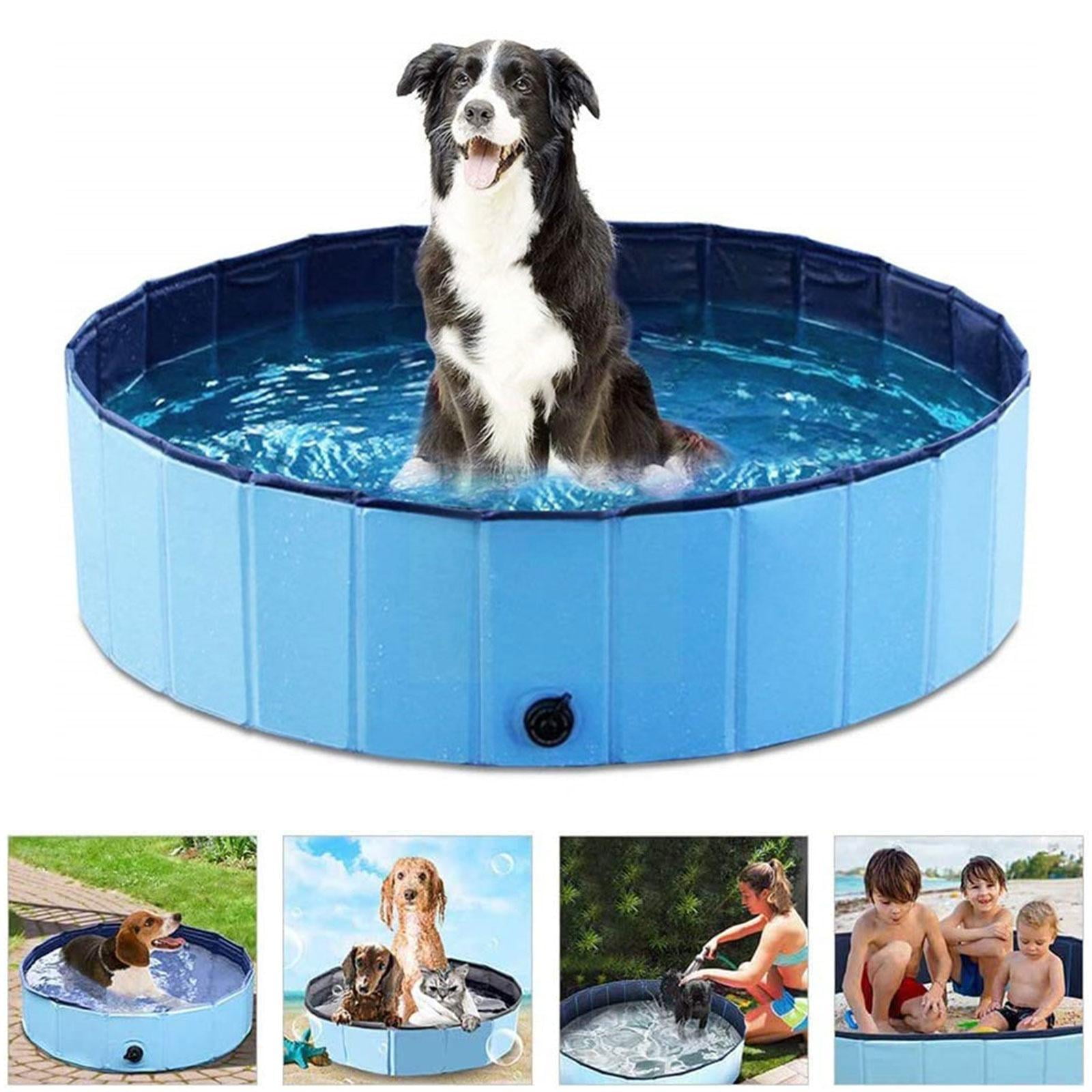 Angmile Foldable Swimming Pool for Pets, Hard Plastic PVC Blue, 11.8" x ...