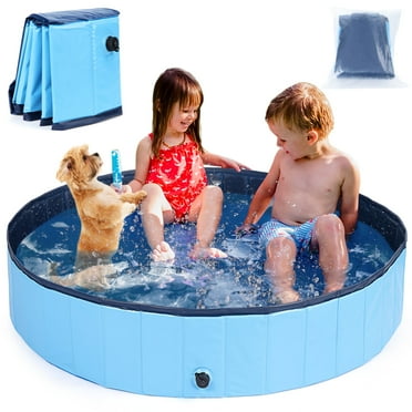 63"x14" Foldable Dog Pool for Small Large Dogs, Portable Hard Plastic ...