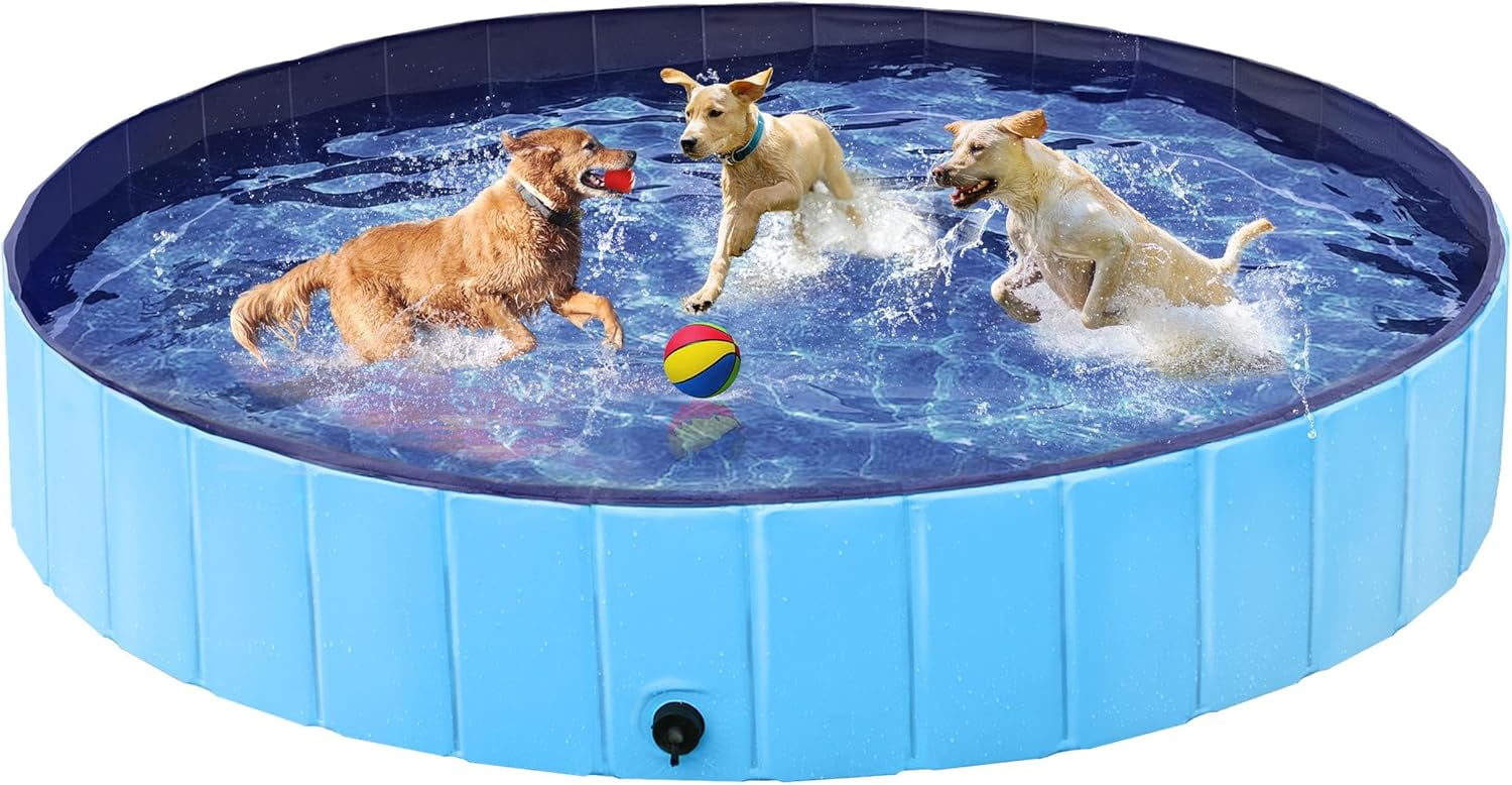 Foldable Dog Pools 79 x 12 Inches Collapsible Hard Plastic Pets ...