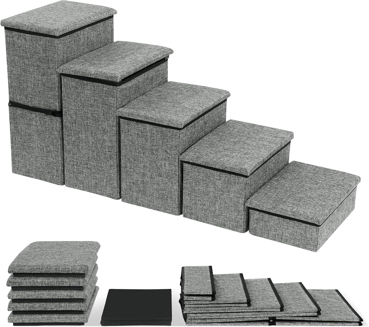 Foldable Dog Stairs for High Bed 21" H,5 Steps Dog Stairs for Small ...