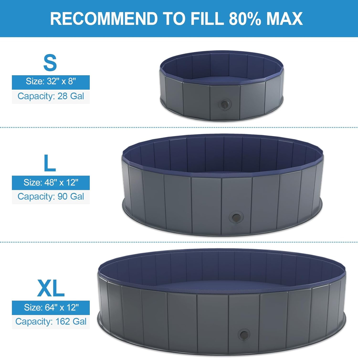 Foldable Dog Swimming Pool, Collapsible Pet Bath Tub for Dogs and Cats ...