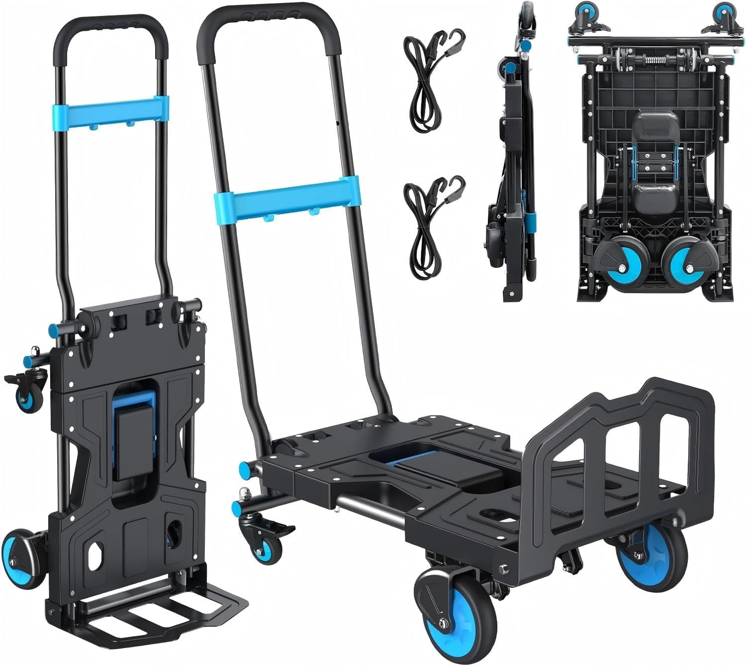Foldable Dolly Cart with Wheels, 330 lbs Max Capacity Portable Hand ...