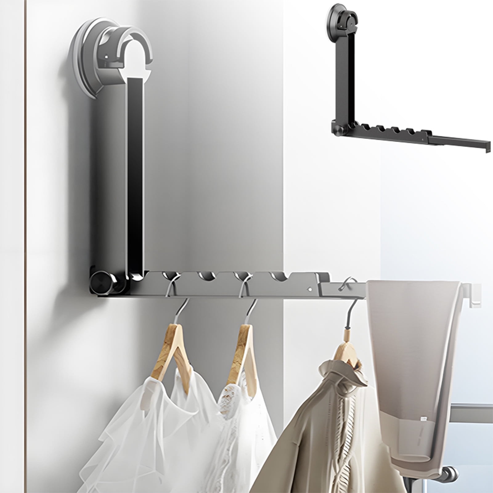 Foldable Over The Door Hook Drying Rack Space Saving Suction Cup ...