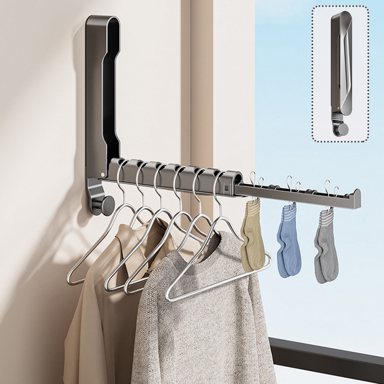 Foldable Over Door Towel Rack,Retractable Wall Mounted Hanging Storage ...