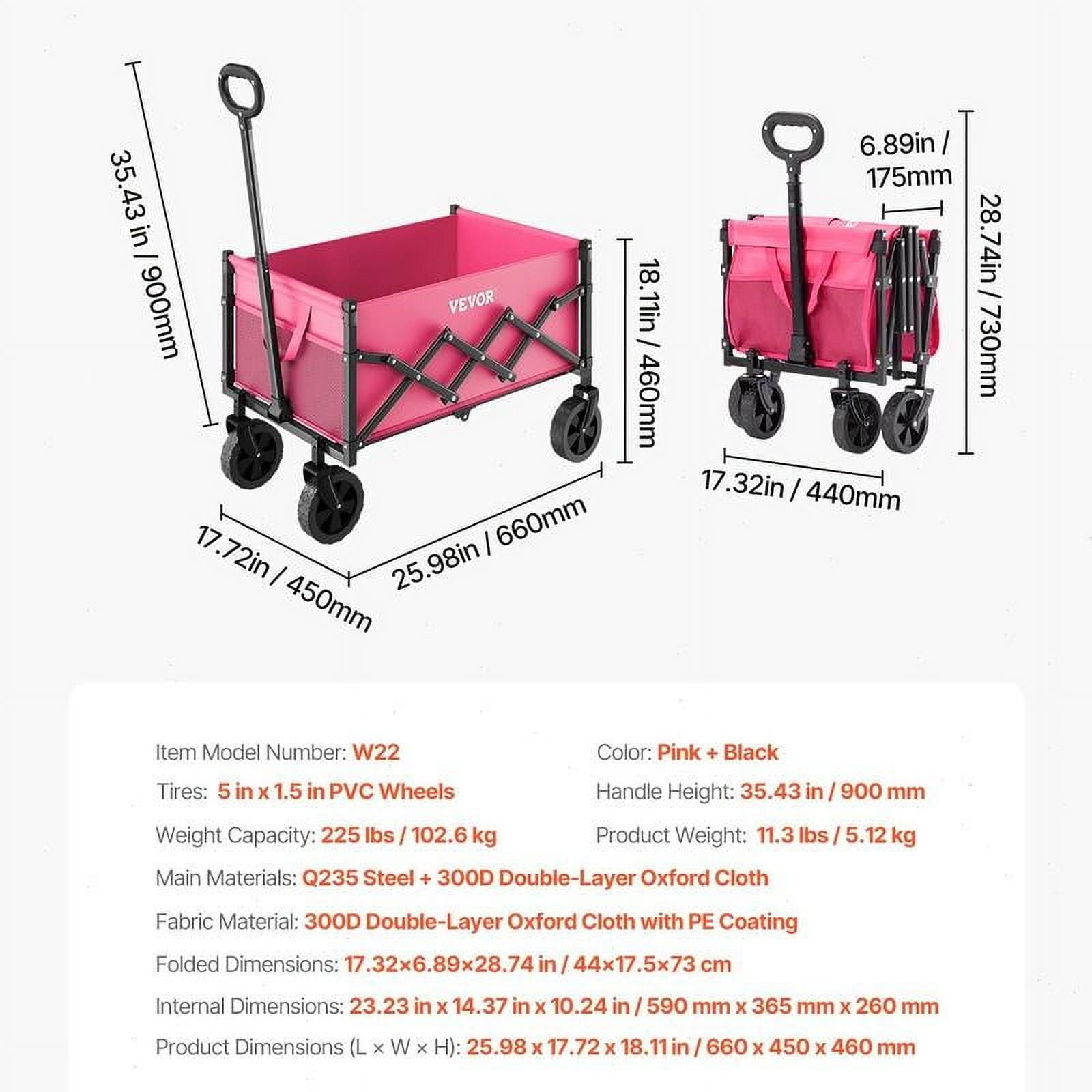 Foldable Double Decker Wagon, 400L Collapsible Wagon Cart with All ...