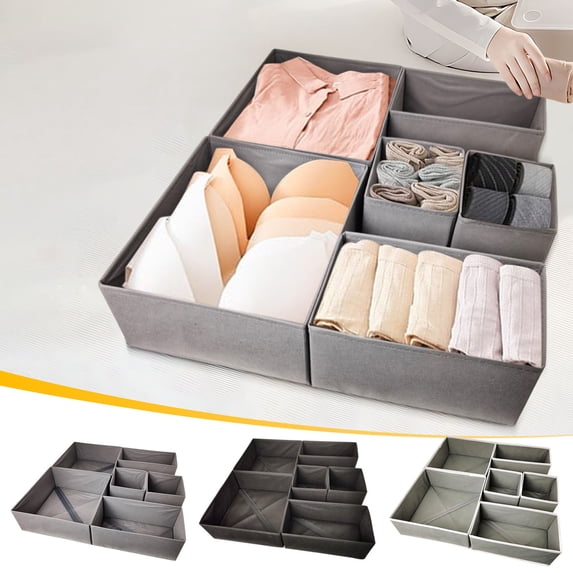 Foldable Drawer Organizer Storage Box Set 6-Pack | Non-Woven Fabric ...