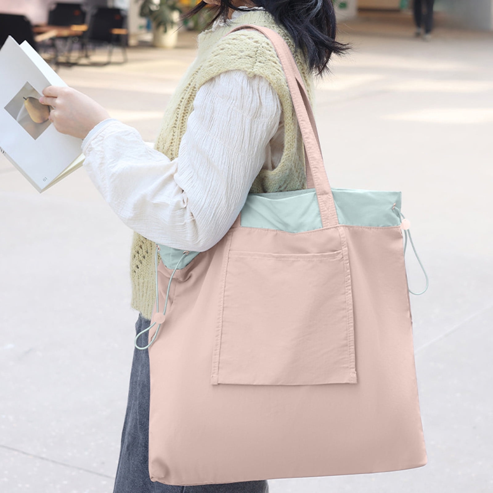 Foldable Drawstring Nylon Shopping Bag | Waterproof Portable Organizer ...