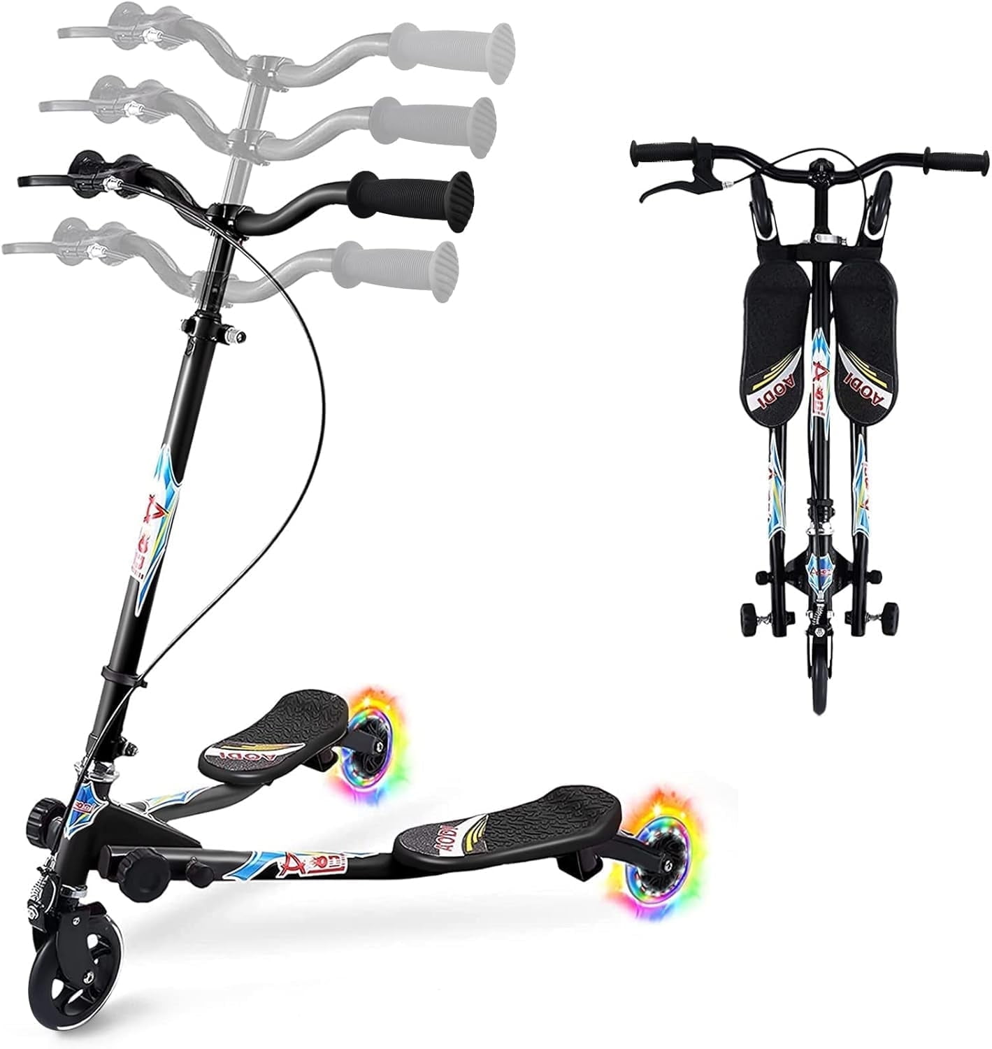 Foldable Drift Swing Scooter for Kids – 3-in-1 Light-Up Scooter with ...