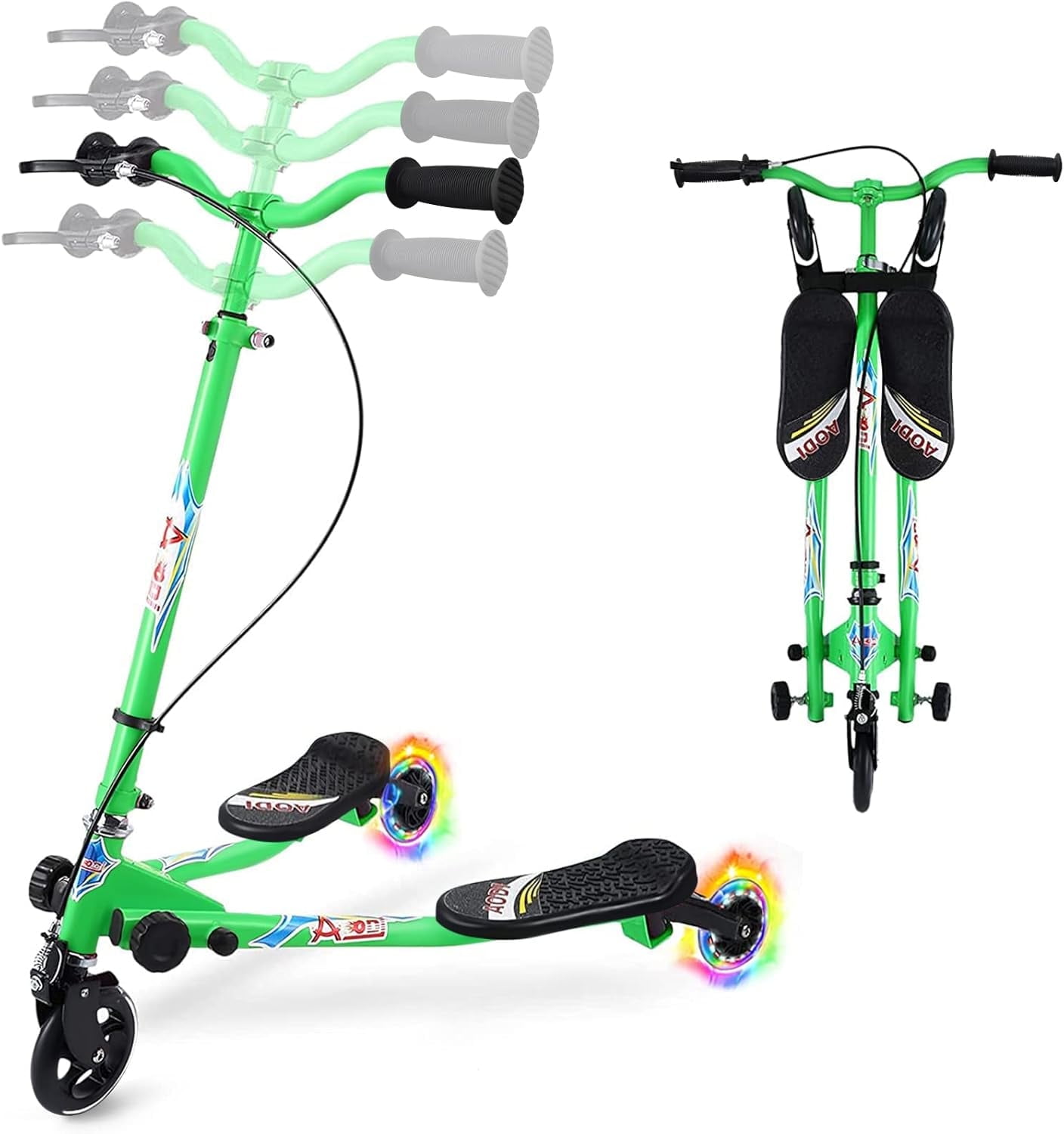 Foldable Drift Swing Scooter for Kids – 3-in-1 Light-Up Scooter with ...