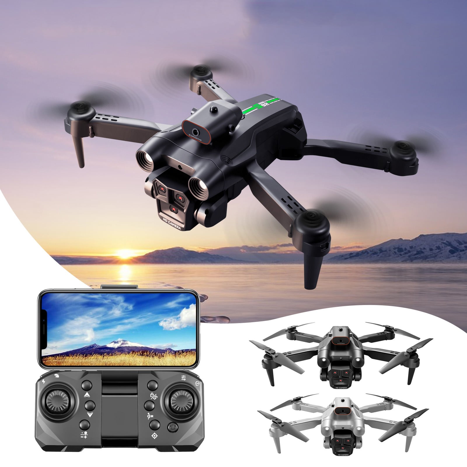 New Releasefoldable Drone With Camera Three 1080p Camera Fpv Drone For