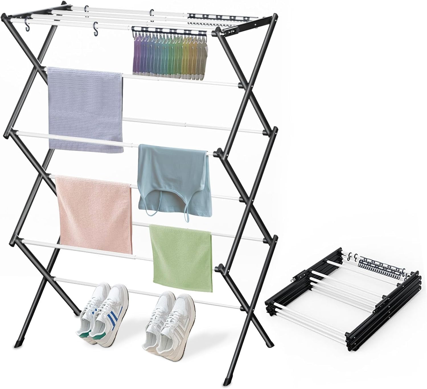 Foldable Drying Rack Clothing, Clothes Drying Rack Collapsible Indoor ...