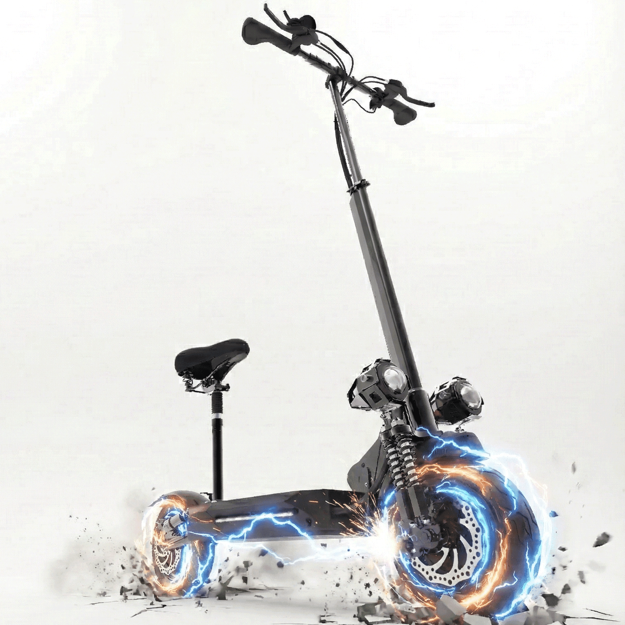Foldable Dual Motor Electric Scooter with Seat ,2400W Motor 40MPH ...