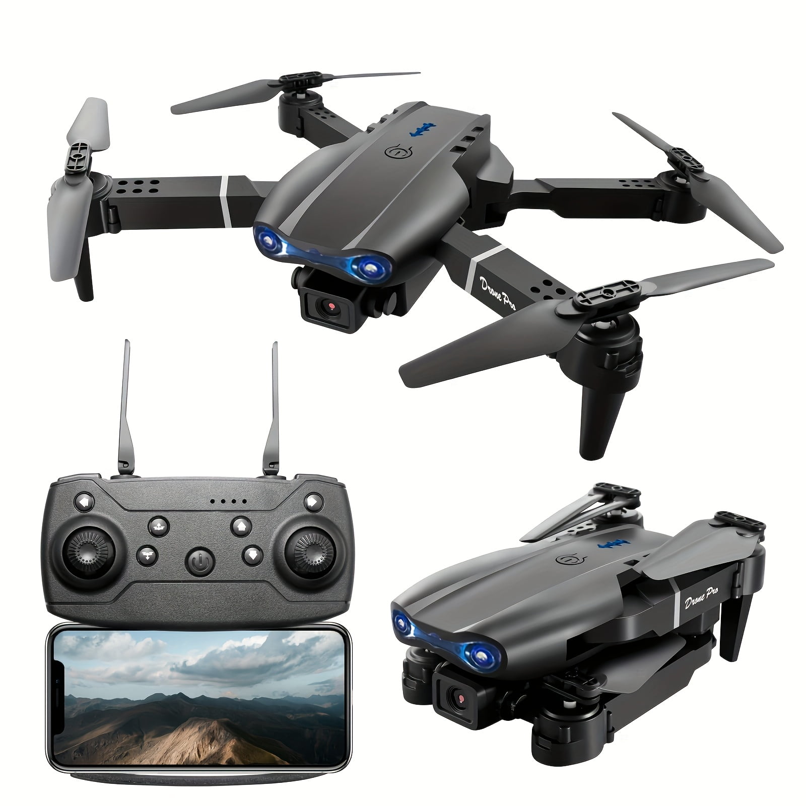 Foldable E99 Drone with Dual Camera, RC Quadcopter, Protective Frame ...