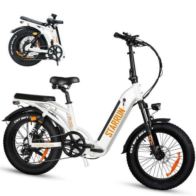 Foldable Electric Bike, Up to 20mph & 48V 20AH Removable Battery & Full Suspension Electric ...
