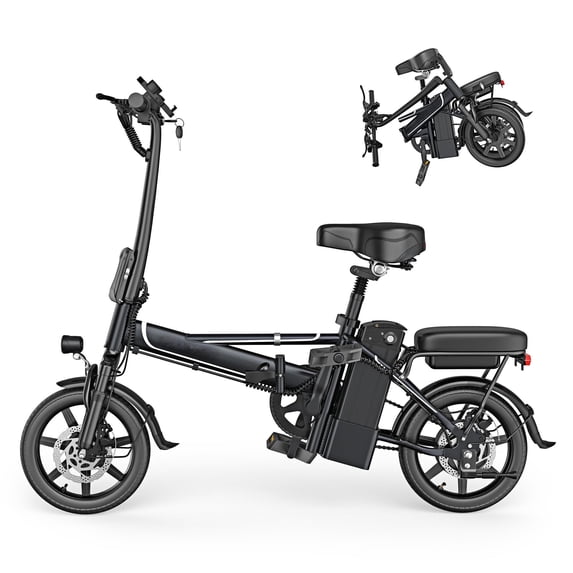 Foldable Electric Bike for Adults and Teens,14 Inch Tire 500W Rear ...
