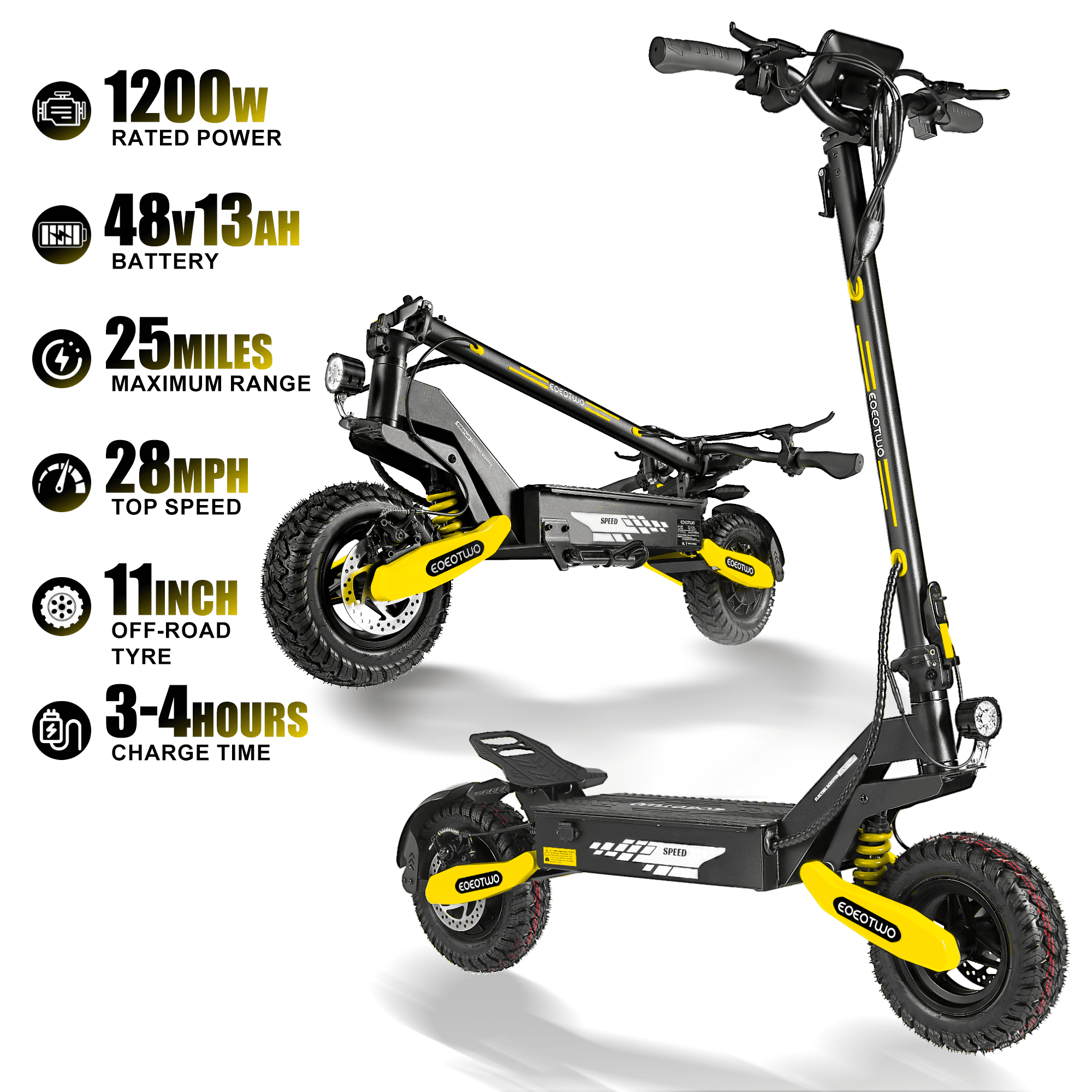 Foldable Electric Scooter for Adults, 1200W 28MPH 25Miles , 48V 13AH ...
