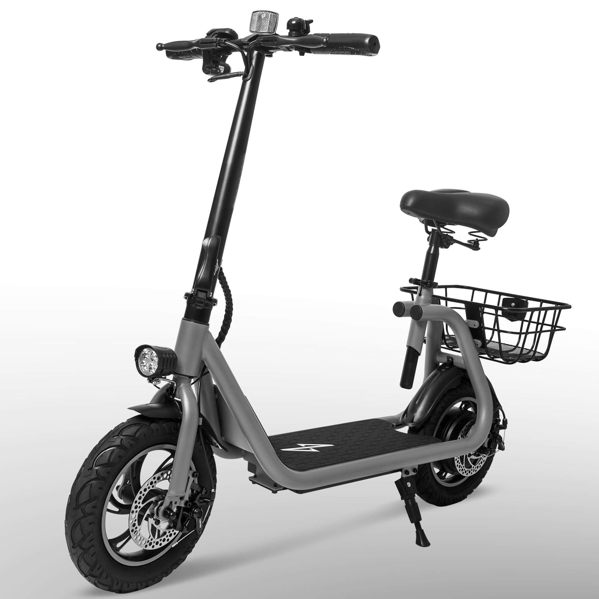 Foldable Electric Scooter for Adults with Seat & Basket, 15MPH, 265lbs ...