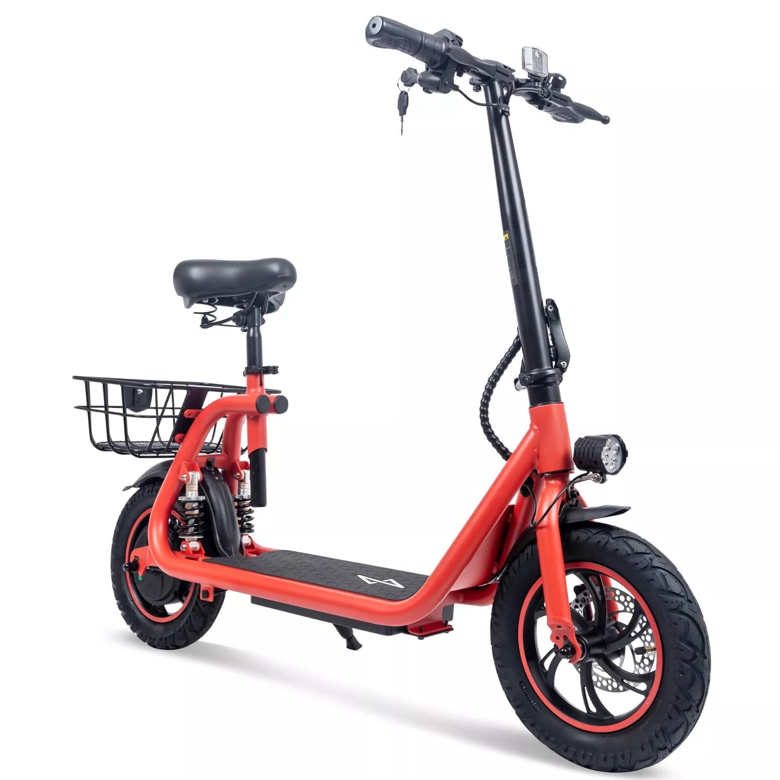 Foldable Electric Scooter for Adults with Seat & Basket, 15MPH, 265lbs ...
