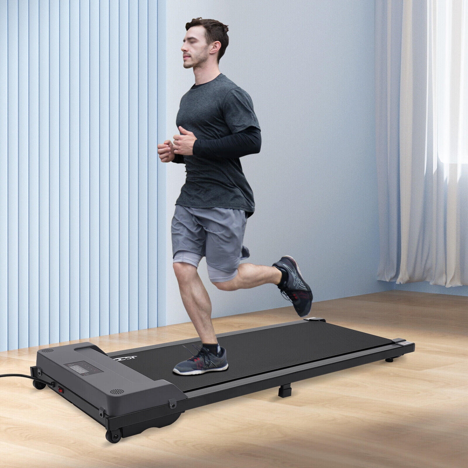 Foldable Electric Treadmill with 1.0HP Motor, Rounded Corners, LED ...