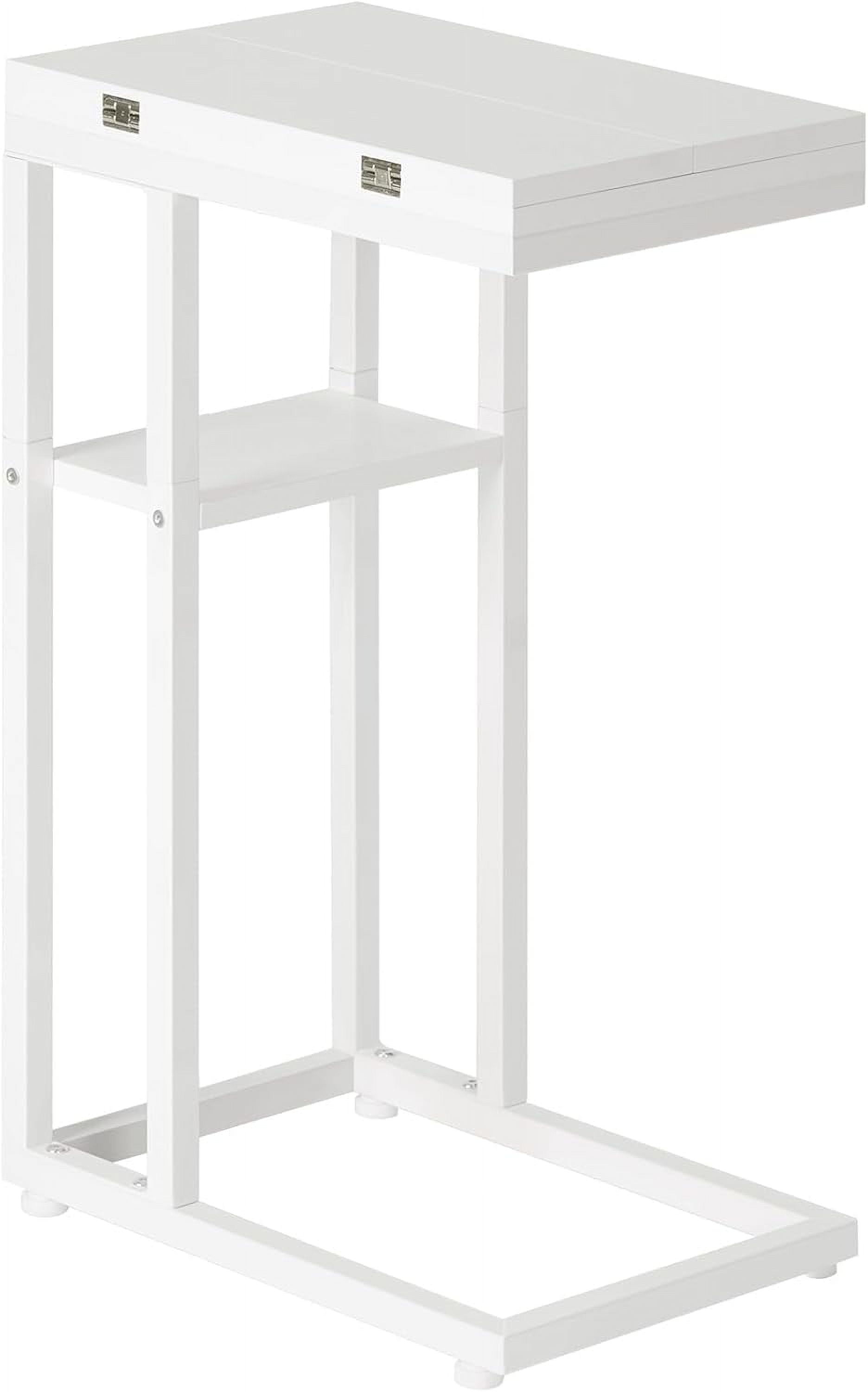 Foldable End Table, C Shaped Side Table with Storage Shelf, Small Snack ...