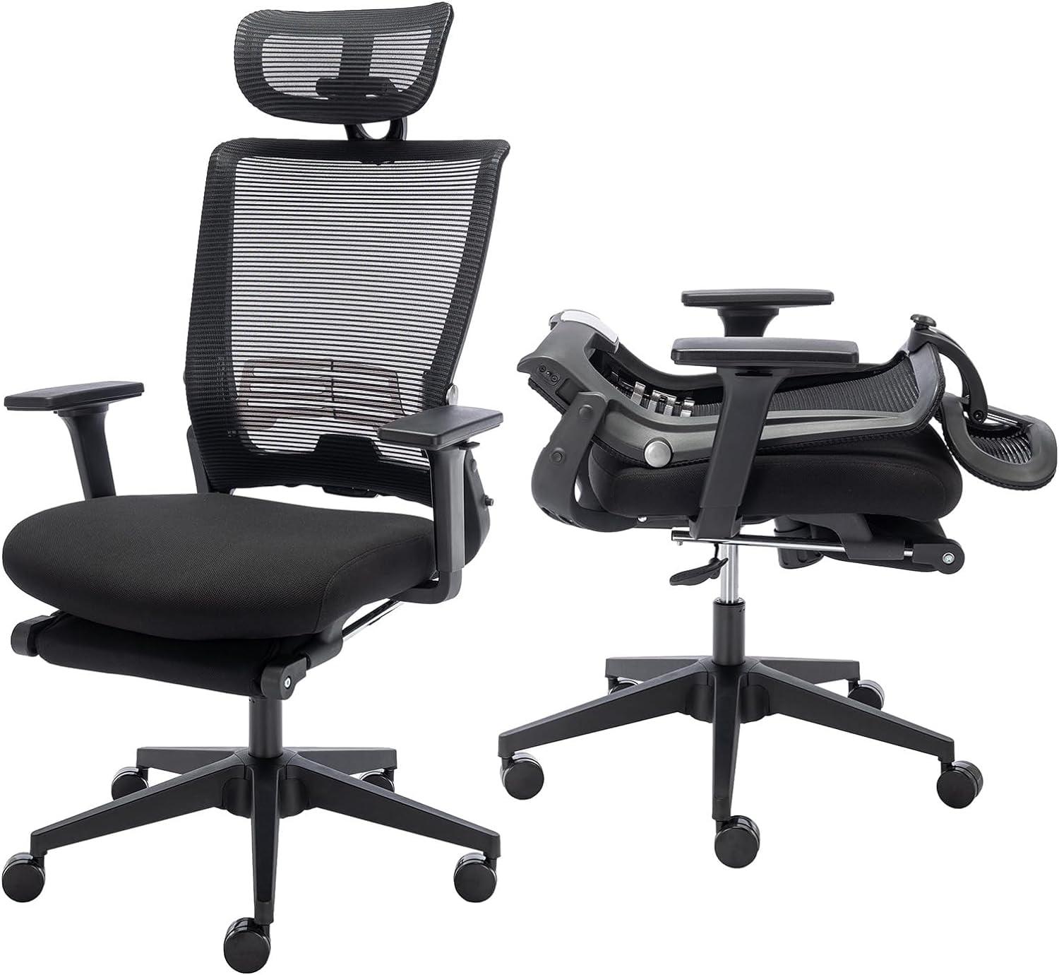 Foldable Ergonomic Office Chair with Footrest, High Back Computer Chair ...