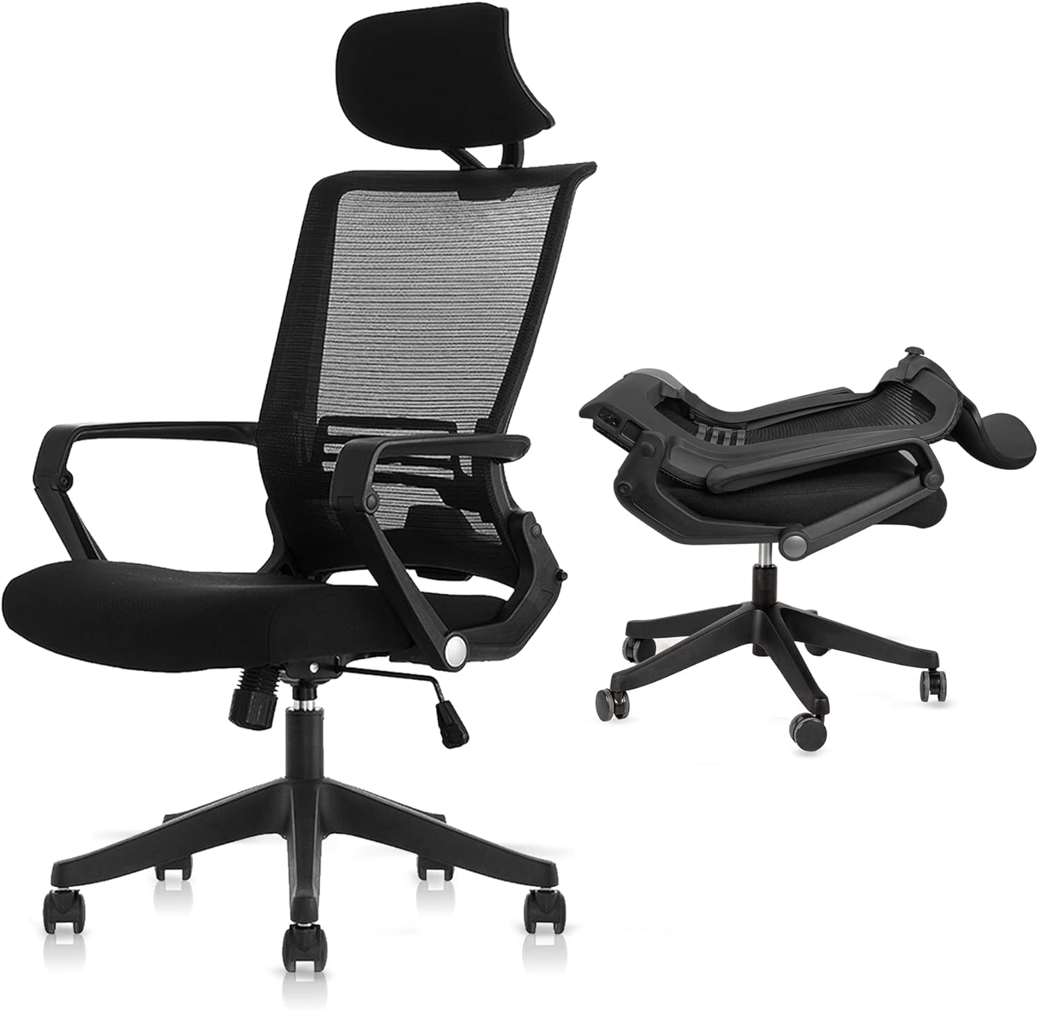 Foldable Ergonomic Office Chair, High Back Computer Desk Chair with ...