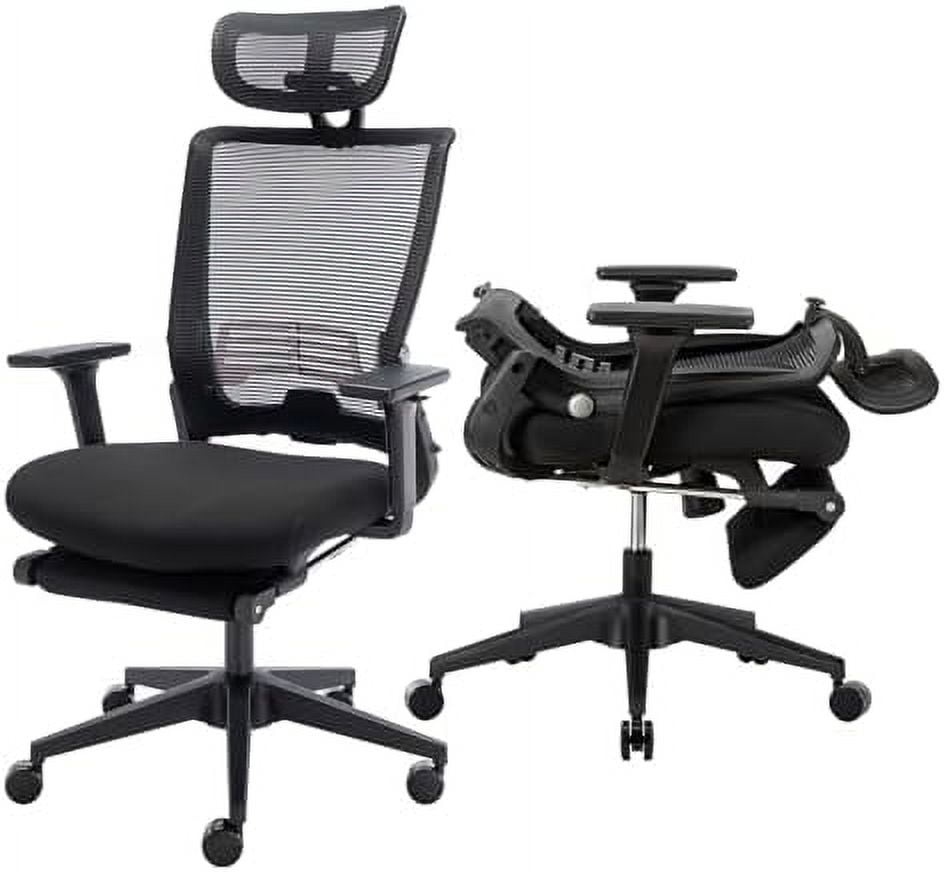 Foldable Ergonomic Office Chair High Back Desk Chair with Footrest Mesh ...