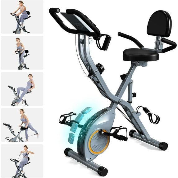 Foldable Exercise Bike Stationary Bikes for Home, 5 IN 1 Indoor Workout Bike, Cycling Bike with ...