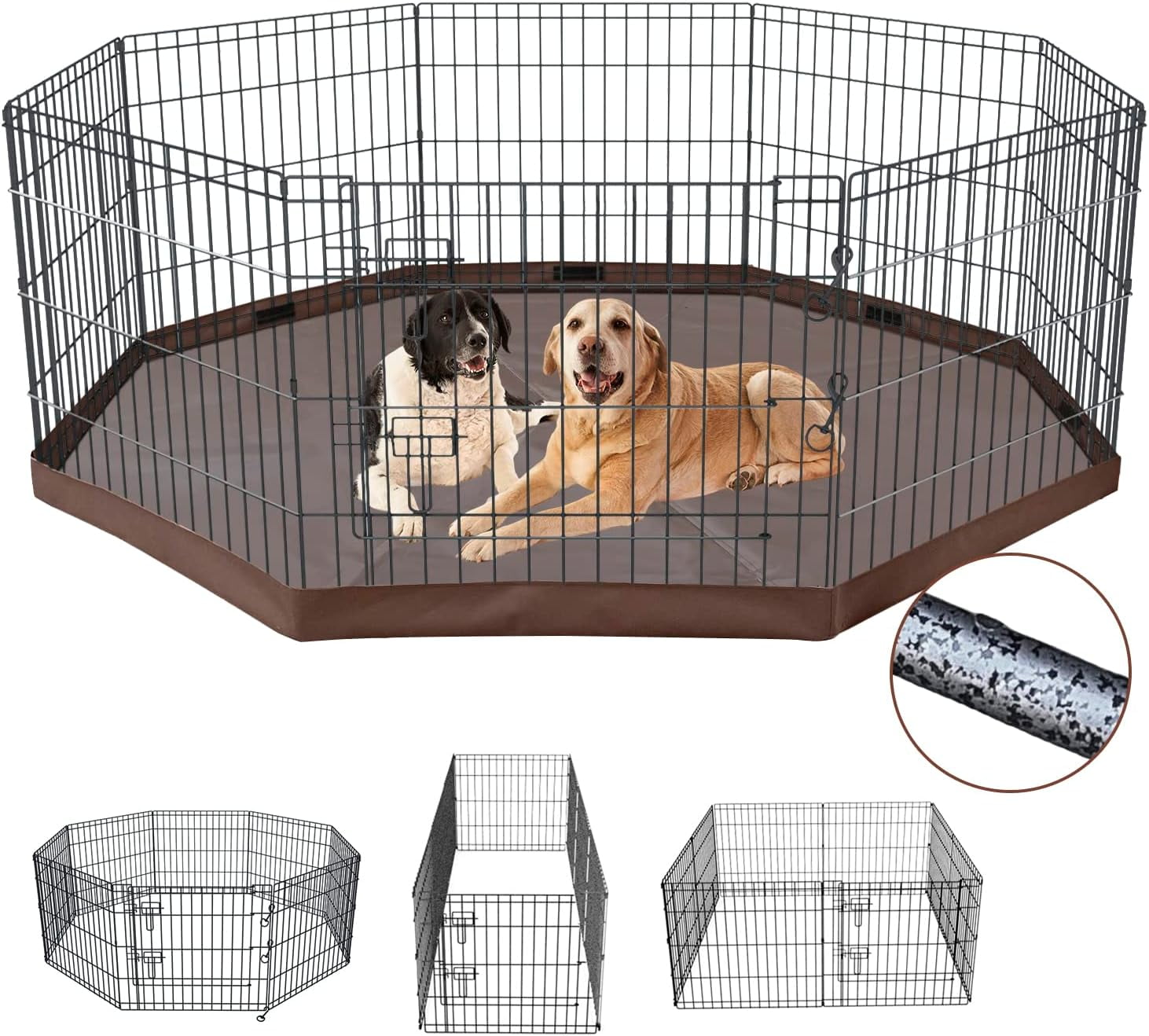 Foldable Exercise Playpen Gate Fence Crate 8 Panels 36 Inch Height ...