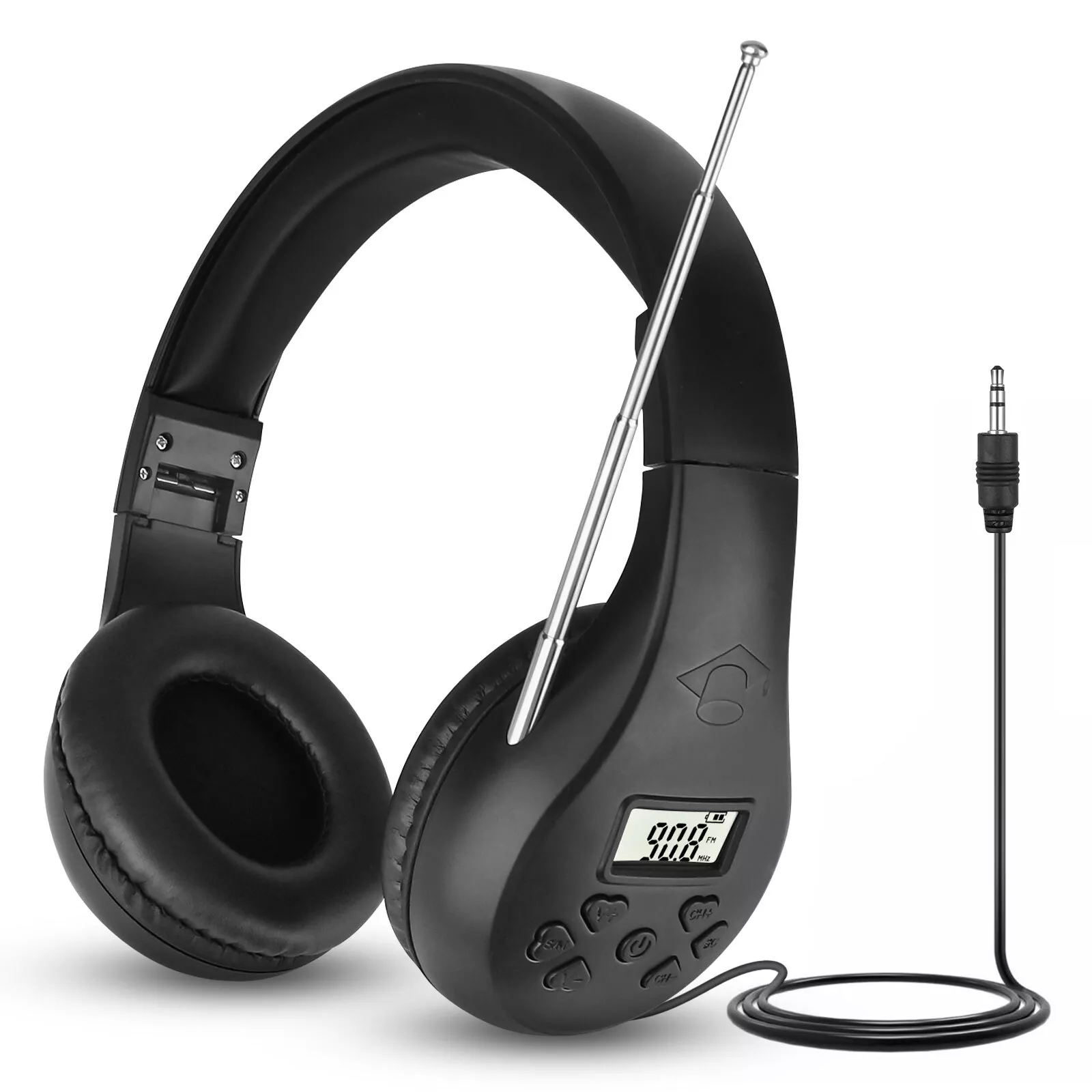 Foldable FM Radio Reception Headphone Stereo Bass Sound Noise Reduction ...