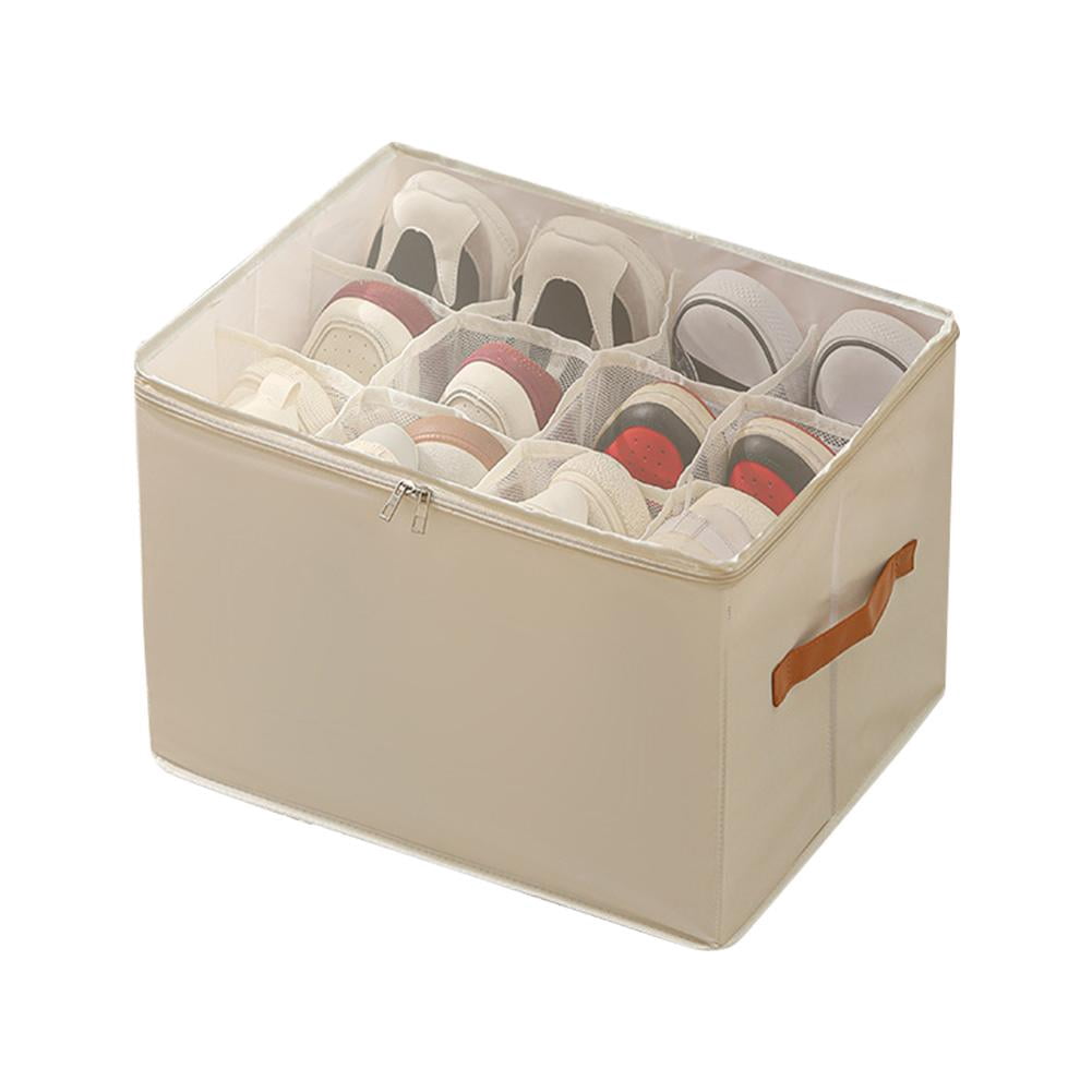 Foldable Fabric Shoe Organizer Storage Box with Dust Cover, Adjustable ...
