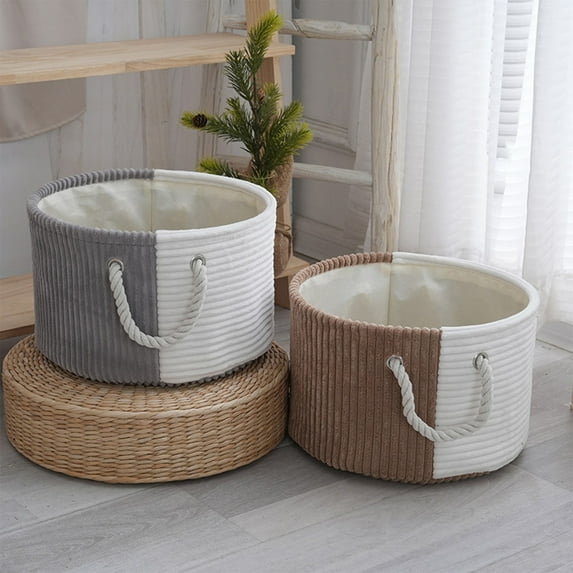 Foldable Fabric Storage Basket Gray Brown | Durable Cloth Organizer Bin ...
