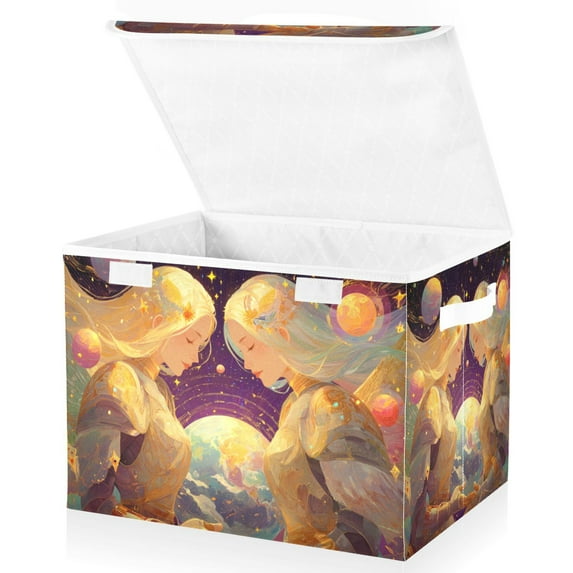 Foldable Fabric Storage Bin With Handle Collapsible Basket Box Storage ...