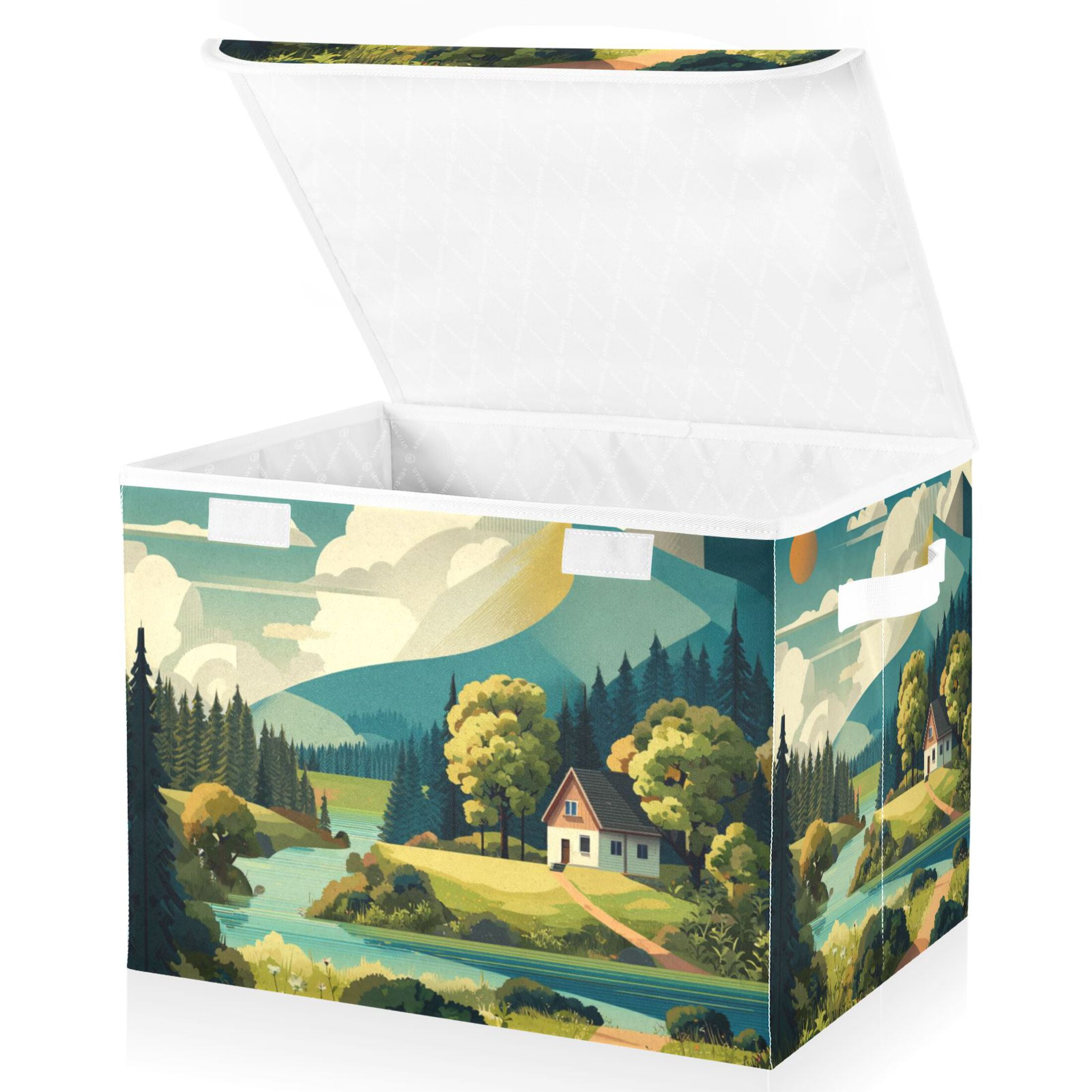 Foldable Fabric Storage Bin With Handle Collapsible Basket Box Storage ...