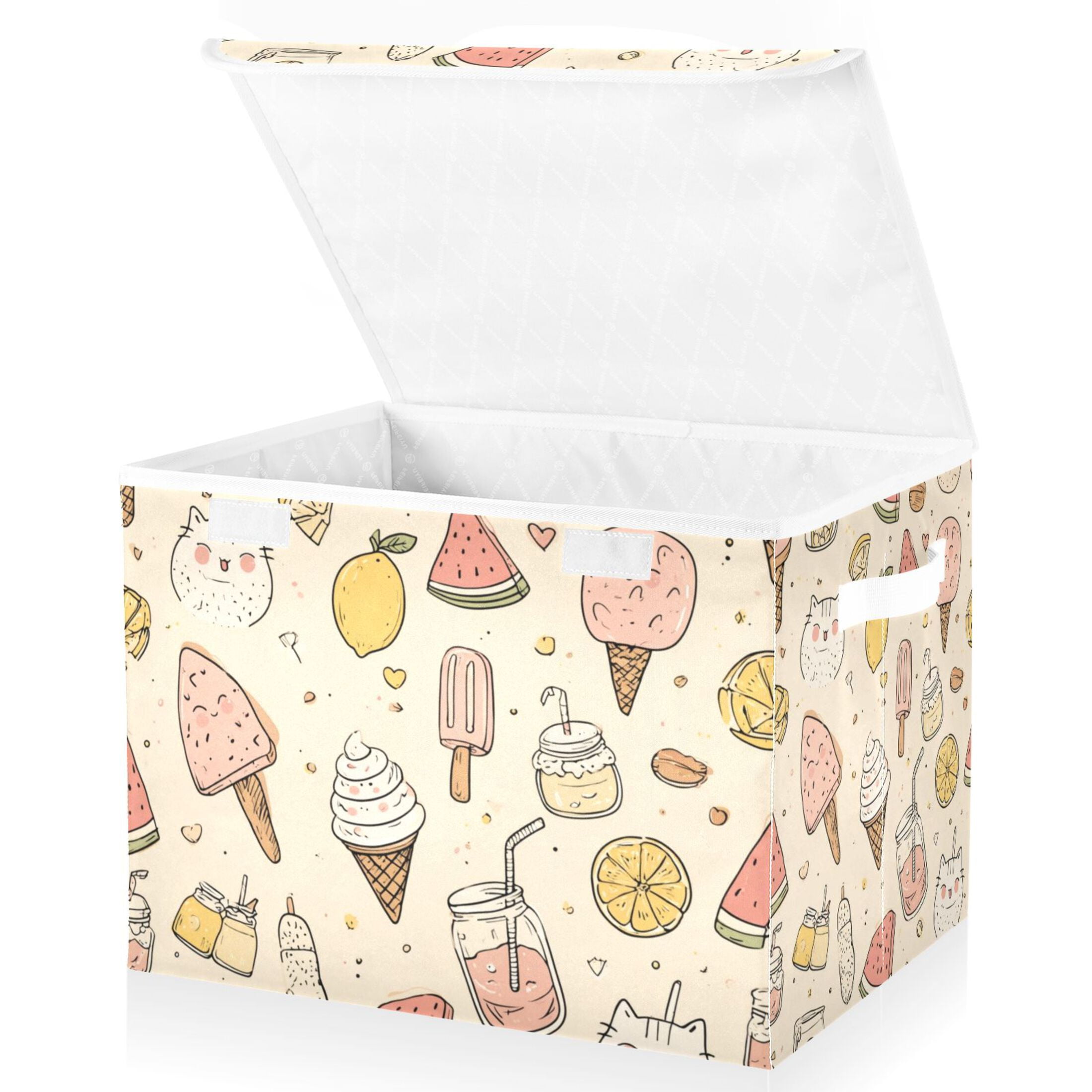 Foldable Fabric Storage Bin With Handle Collapsible Basket Box Storage ...