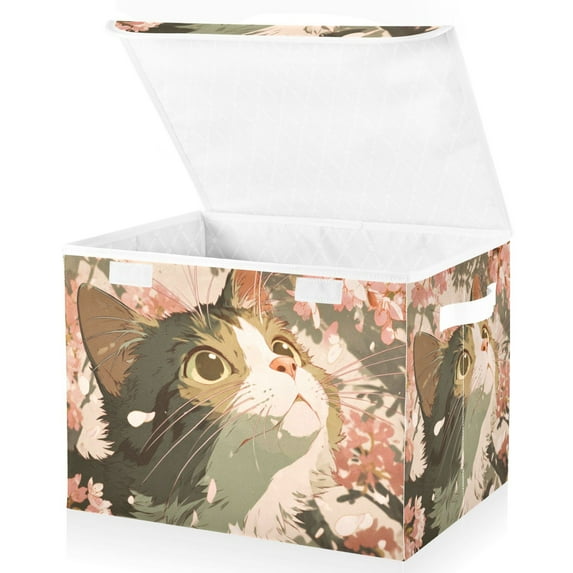 Foldable Fabric Storage Bin With Handle Collapsible Basket Box Storage ...