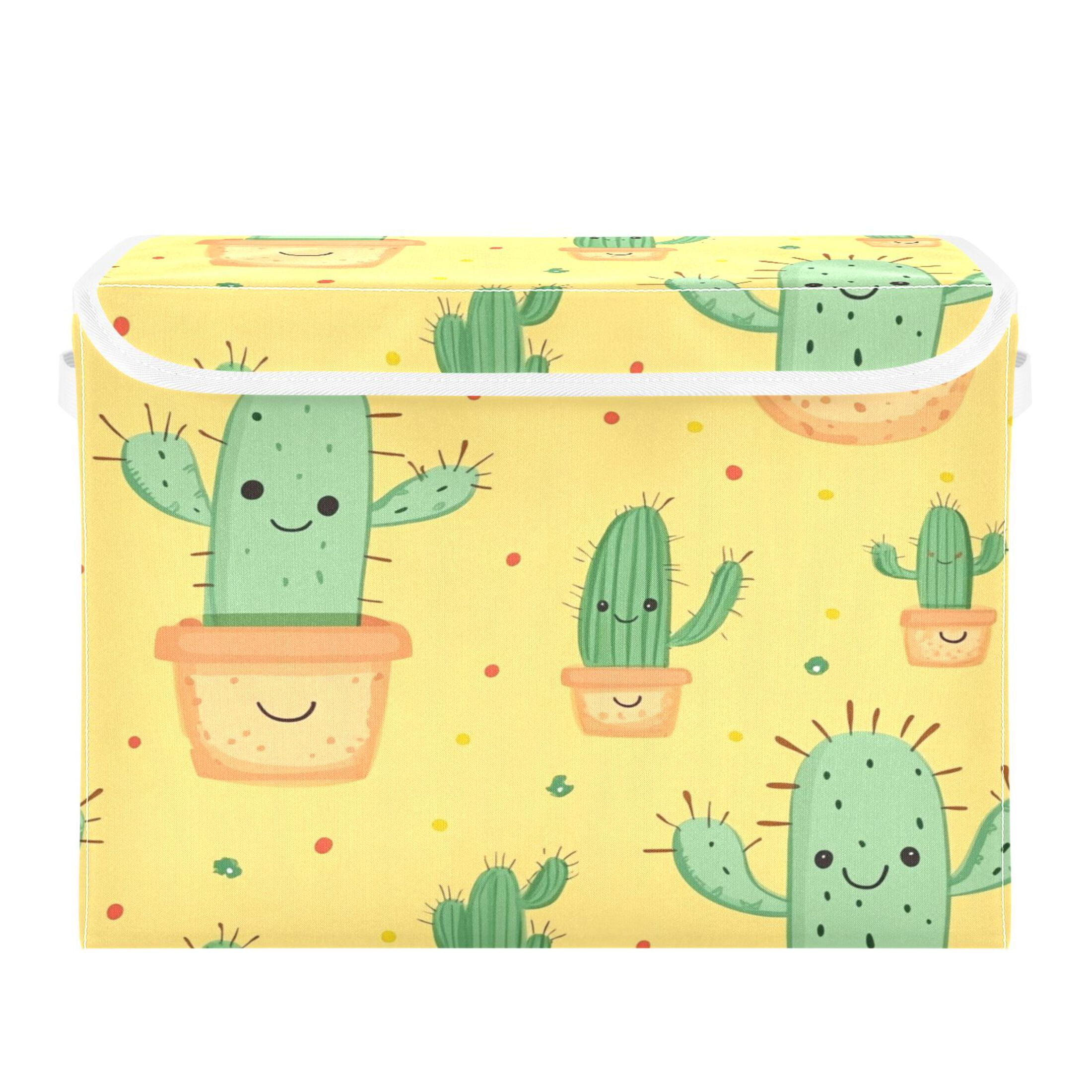 Foldable Fabric Storage Bin With Handle Lid Collapsible Box Basket For ...