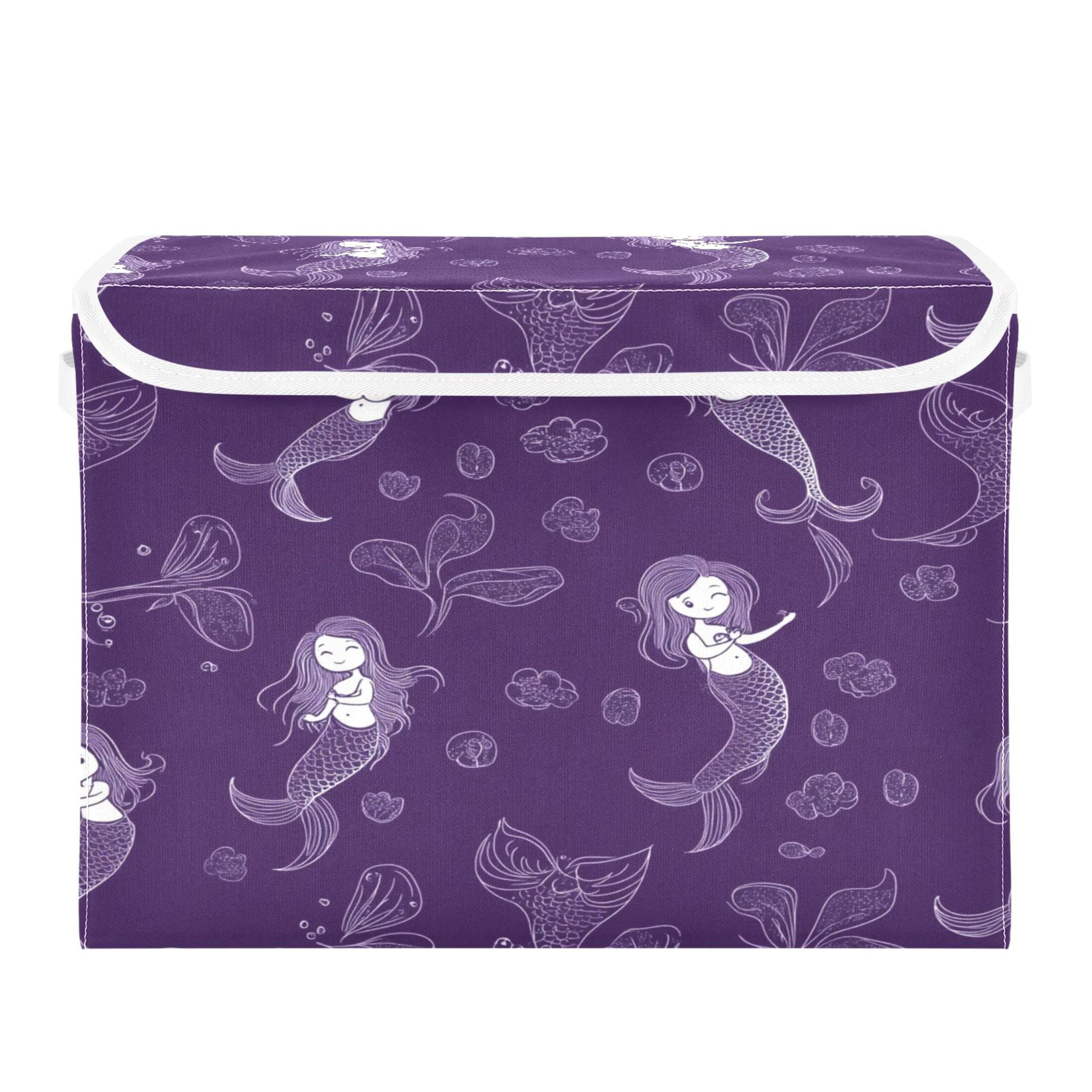 Foldable Fabric Storage Bin With Handle Lid Collapsible Box Basket For ...