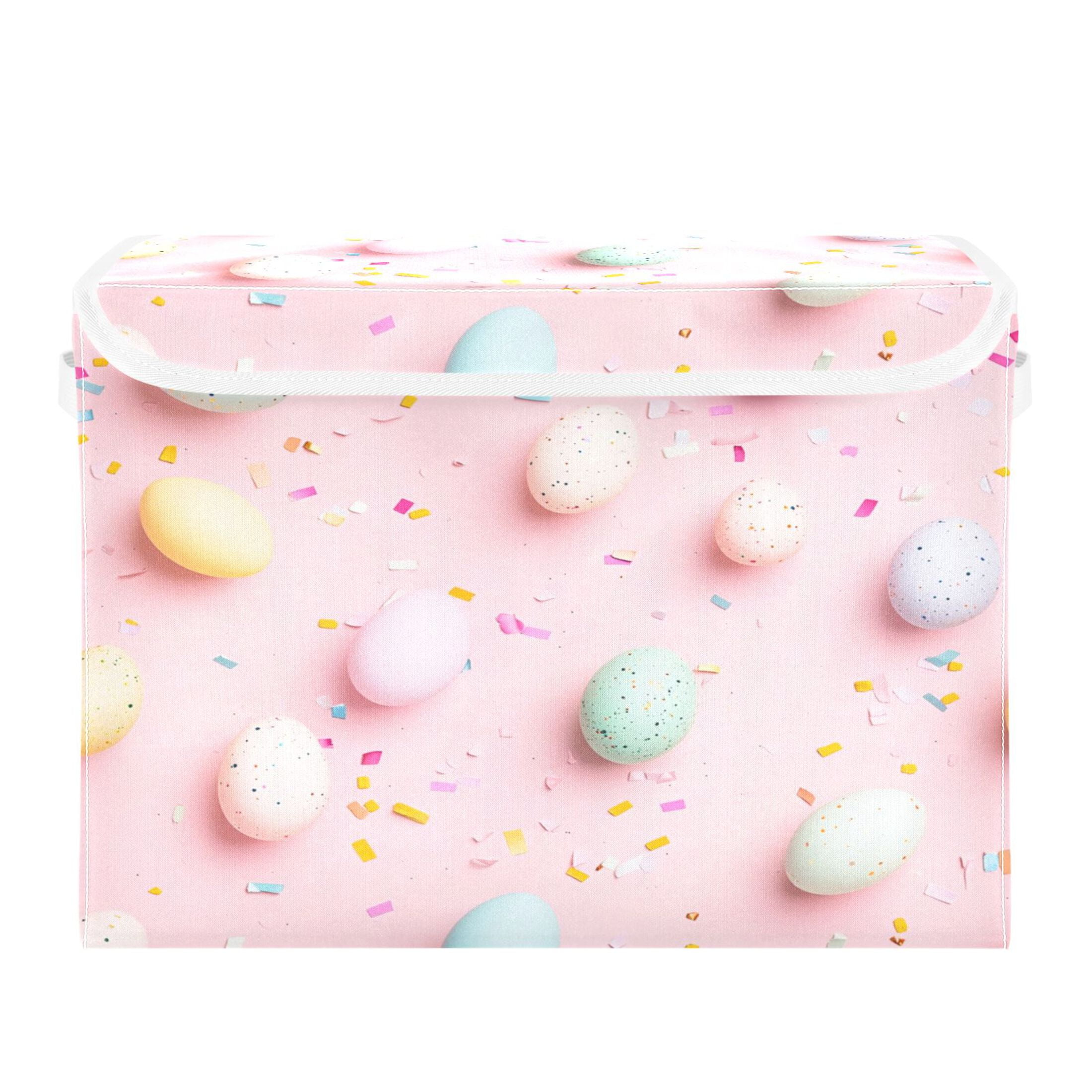 Foldable Fabric Storage Bin With Handle Lid Collapsible Box Basket For ...