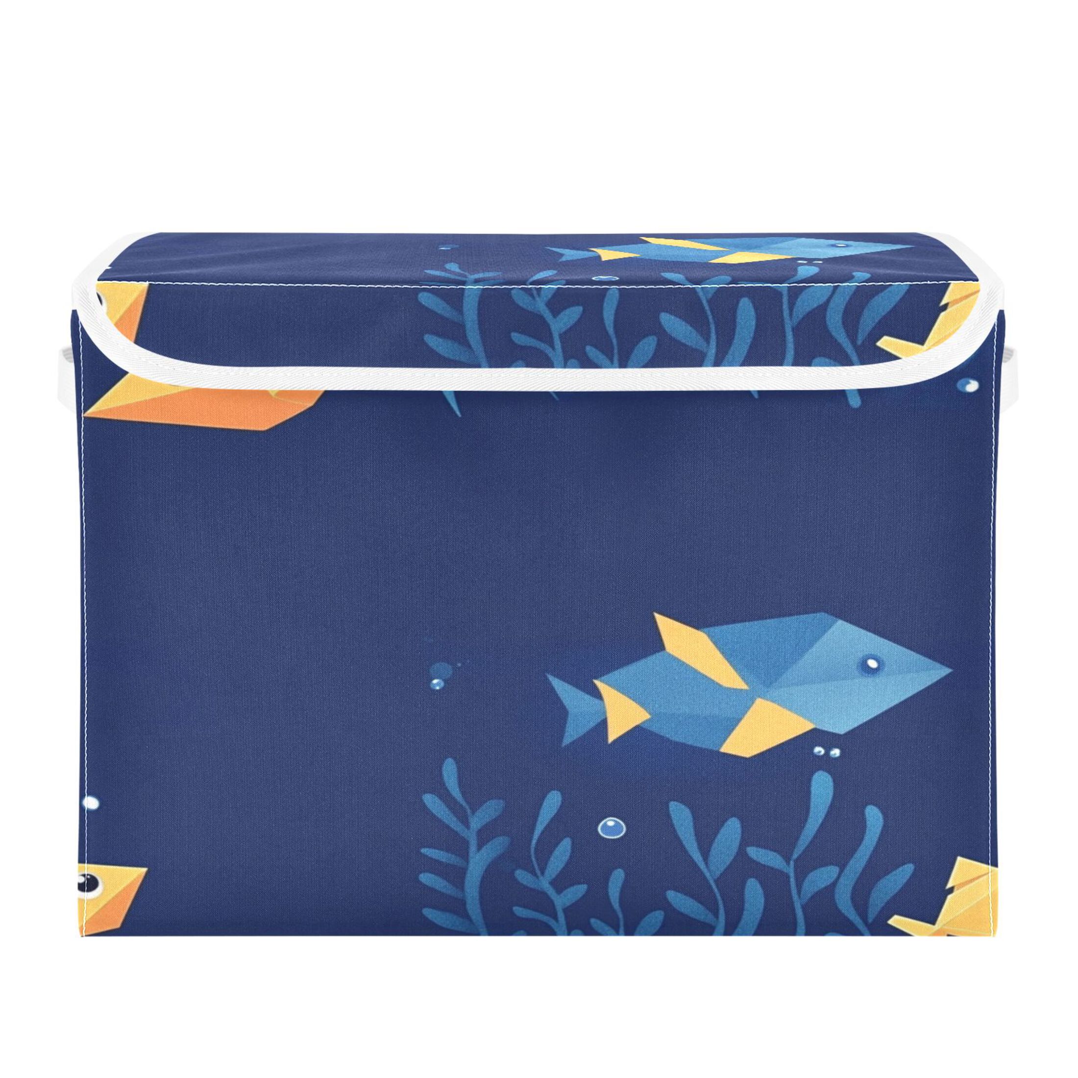 Foldable Fabric Storage Bin With Handle Lid Collapsible Box Basket For ...