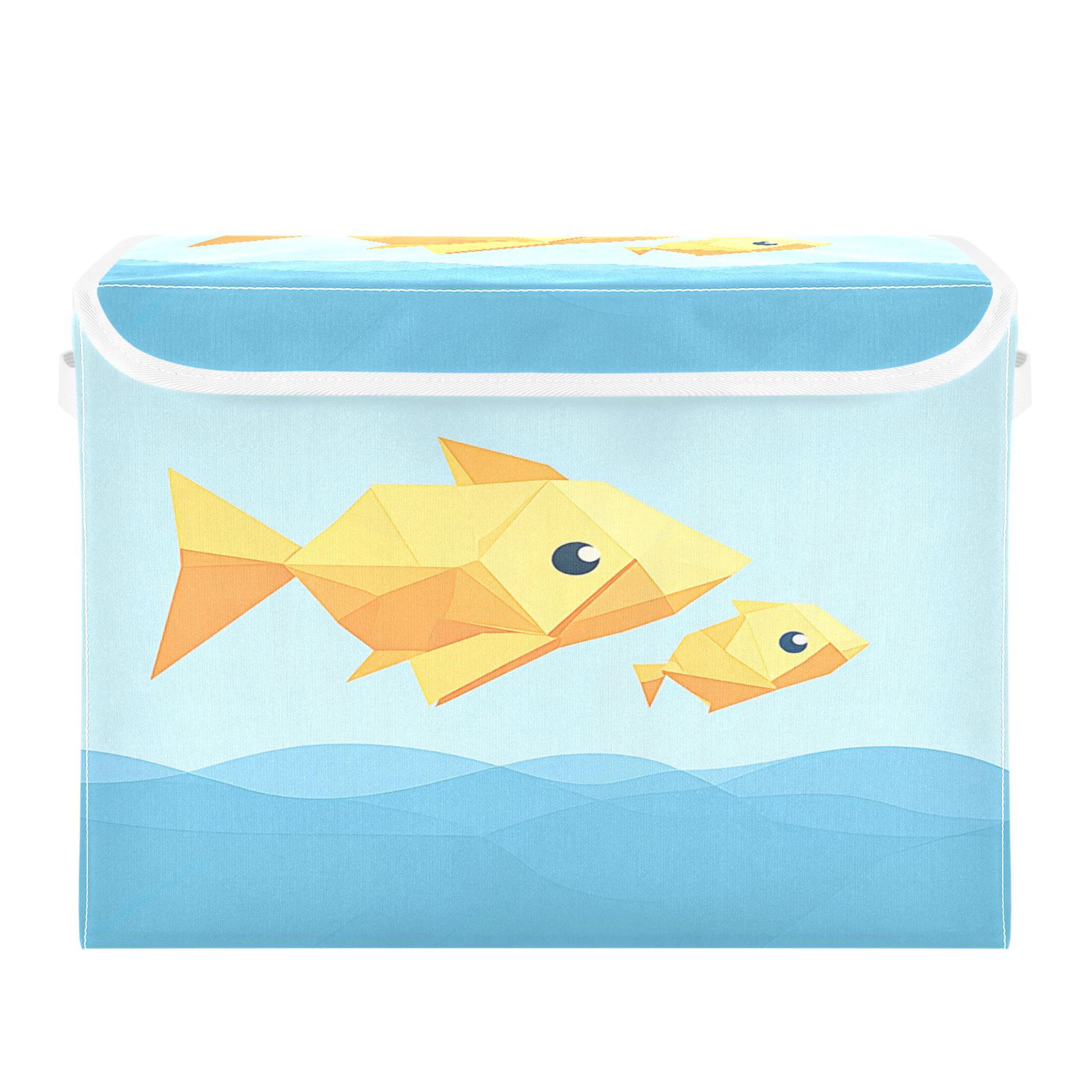 Foldable Fabric Storage Bin With Handle Lid Collapsible Box Basket For ...