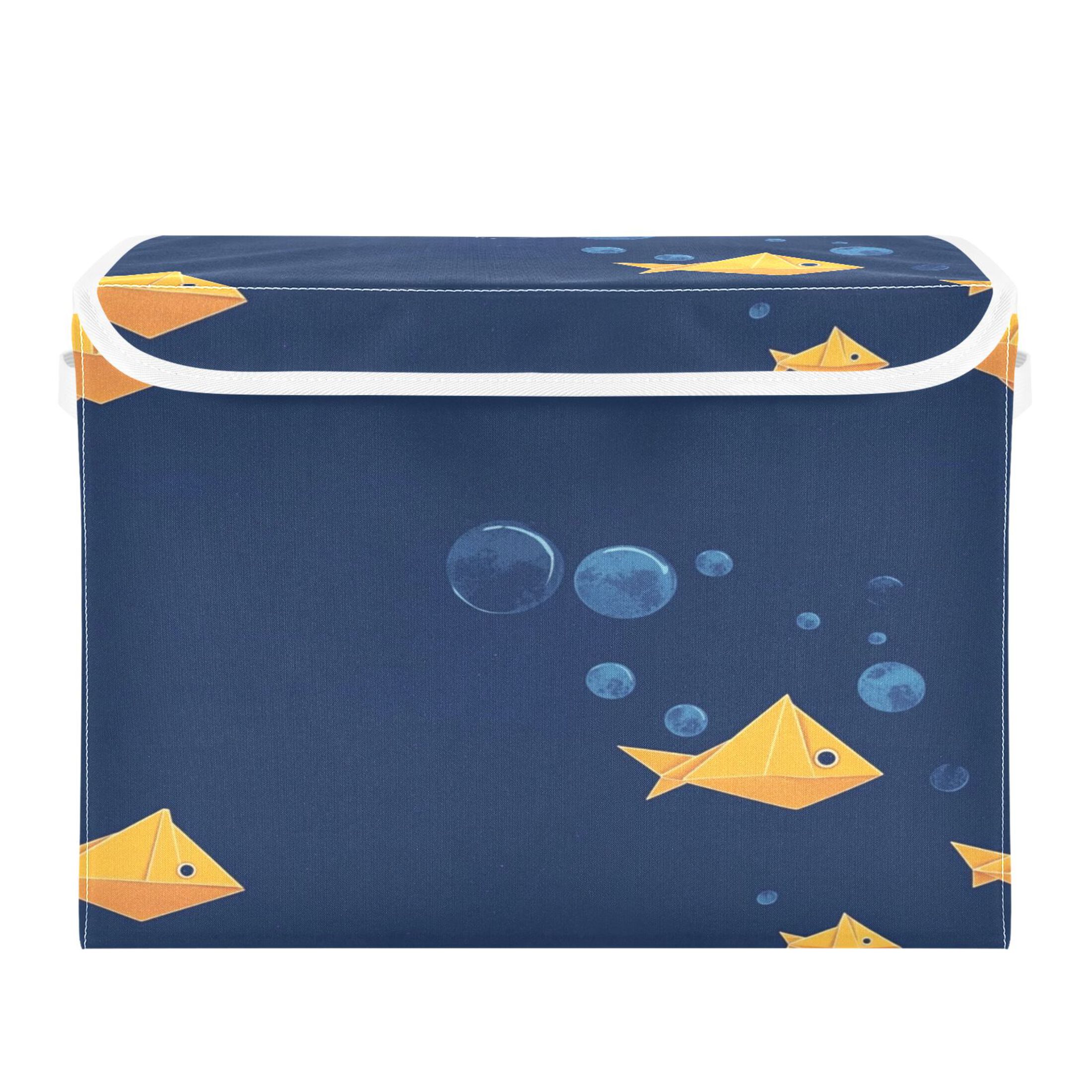 Foldable Fabric Storage Bin With Handle Lid Collapsible Box Basket For ...