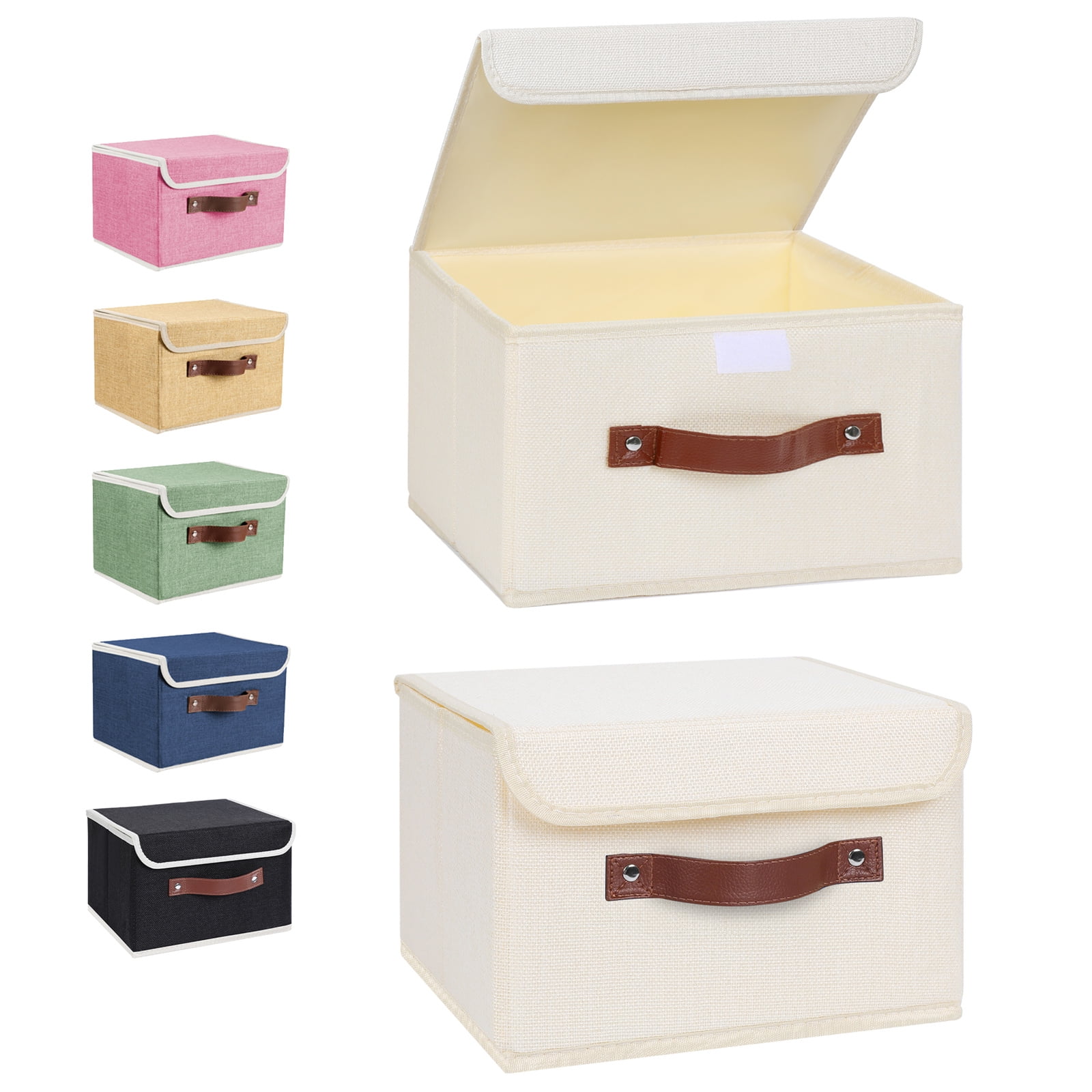 Foldable Fabric Storage Bin With Handle Lid Large Collapsible Box ...