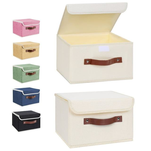 Foldable Fabric Storage Bin With Handle Lid Large Collapsible Box ...
