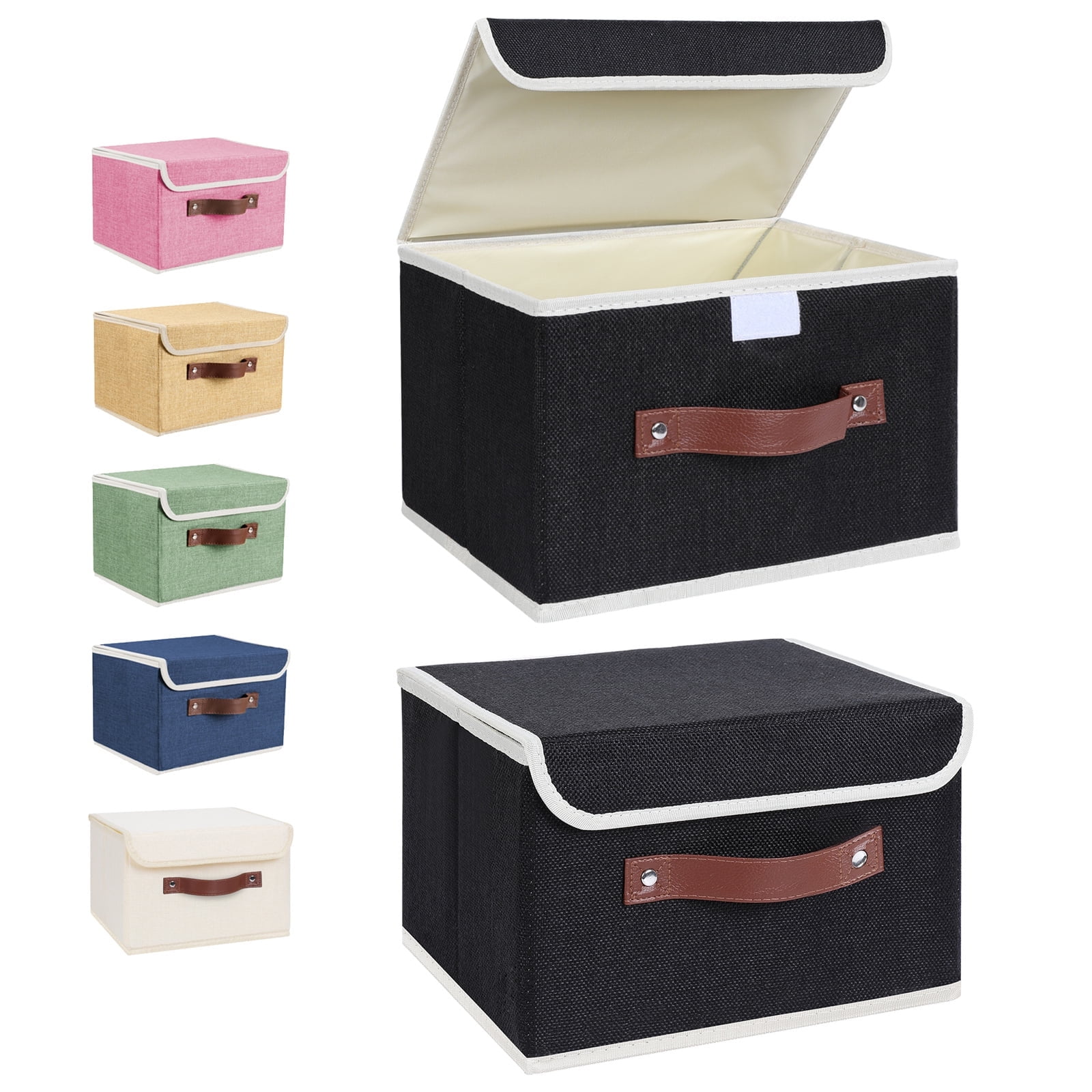 Foldable Fabric Storage Bin With Handle Lid Large Collapsible Box ...