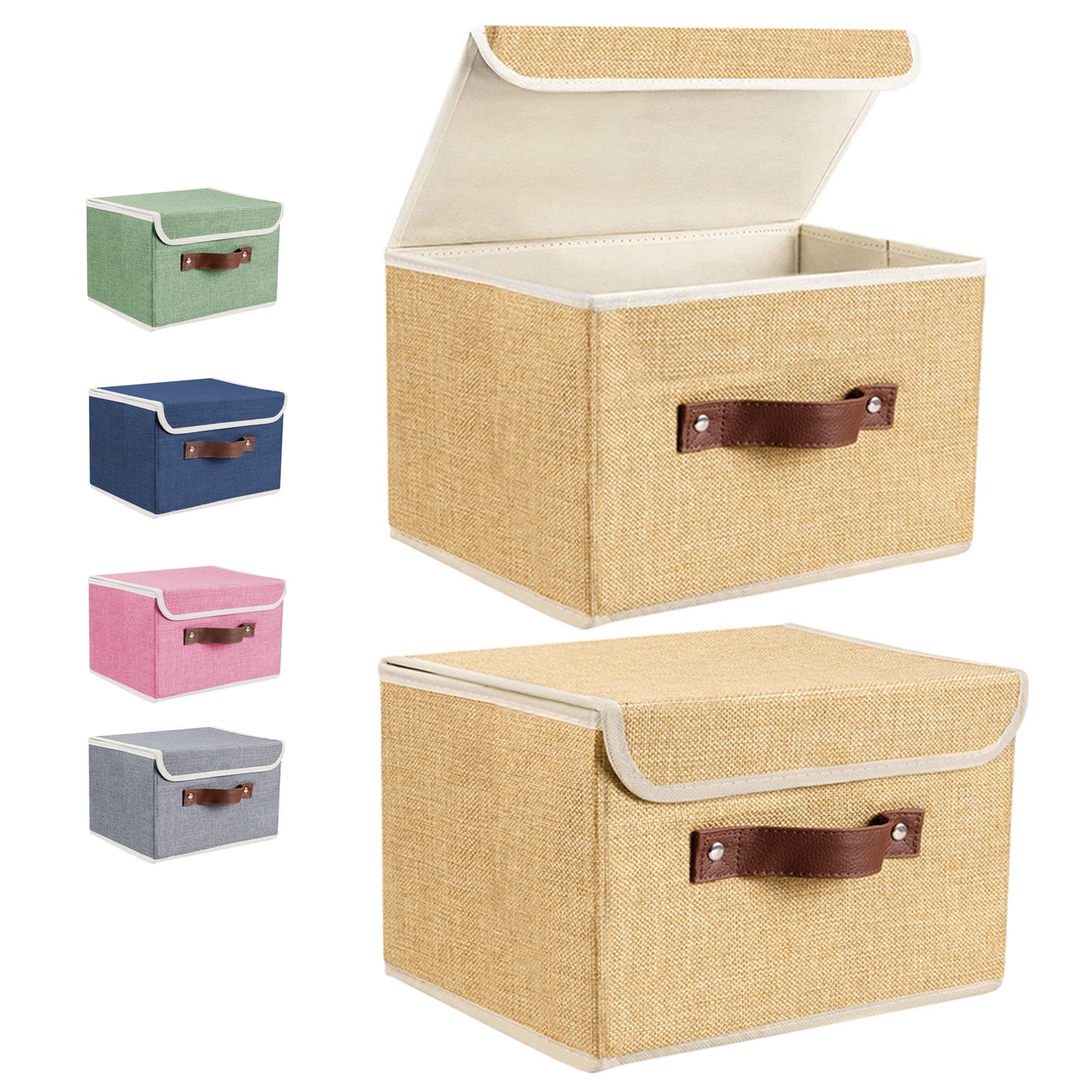 ANMINY Foldable Fabric Storage Bin Sets, Large Containers with Lid, 2 ...