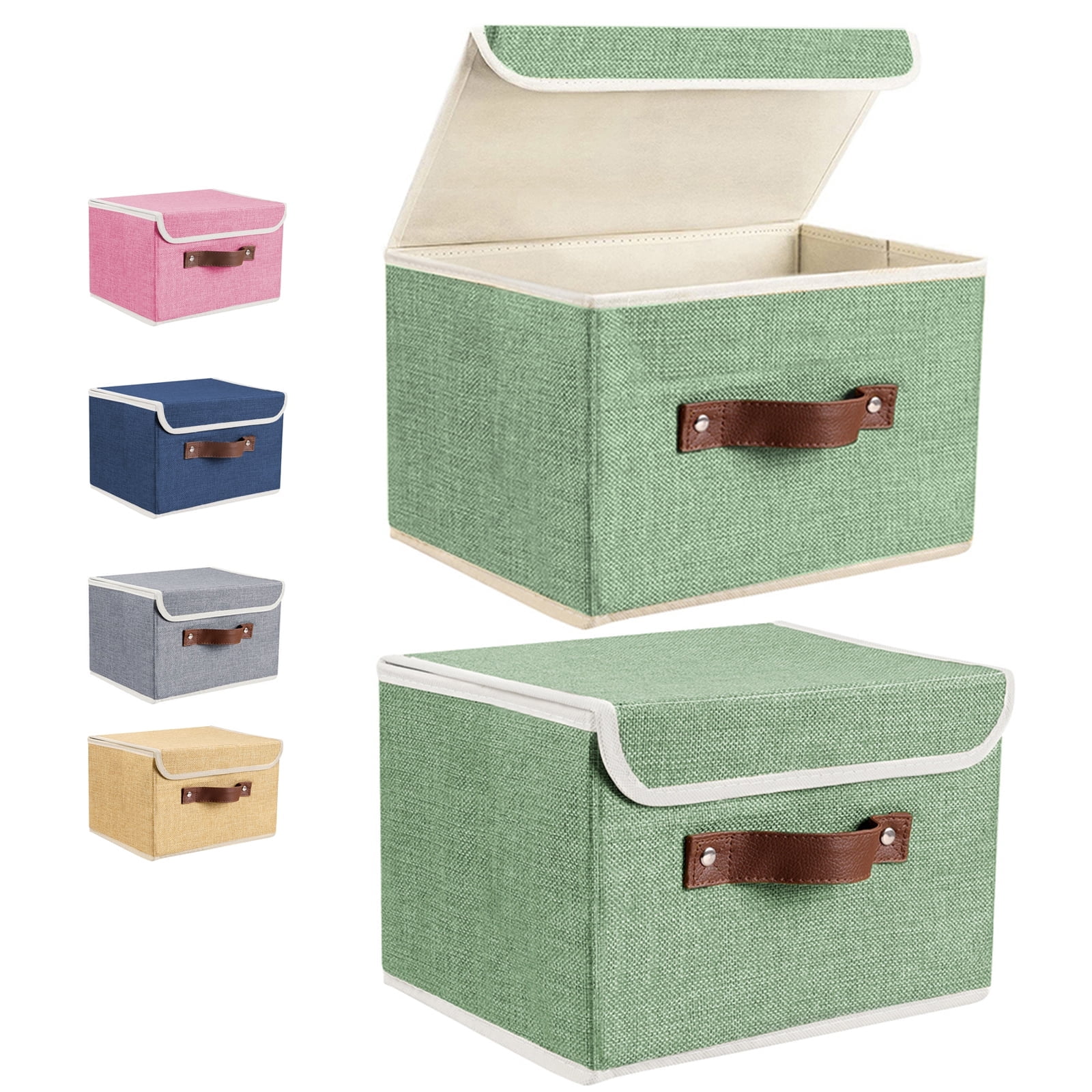 ANMINY Foldable Fabric Storage Bin With Handle Lid Large Collapsible ...