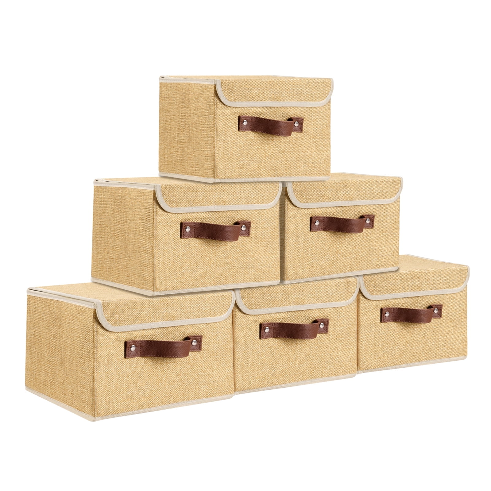 ANMINY Foldable Fabric Storage Bin With Handle Lid Large Collapsible ...