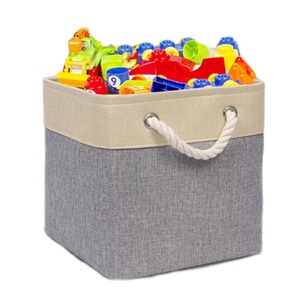 Foldable Fabric Storage Bins with Cotton Rope Handle, Large Storage ...