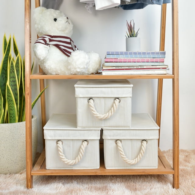 Foldable Fabric Storage Bins with Lids & Handles, Collapsible Storage ...